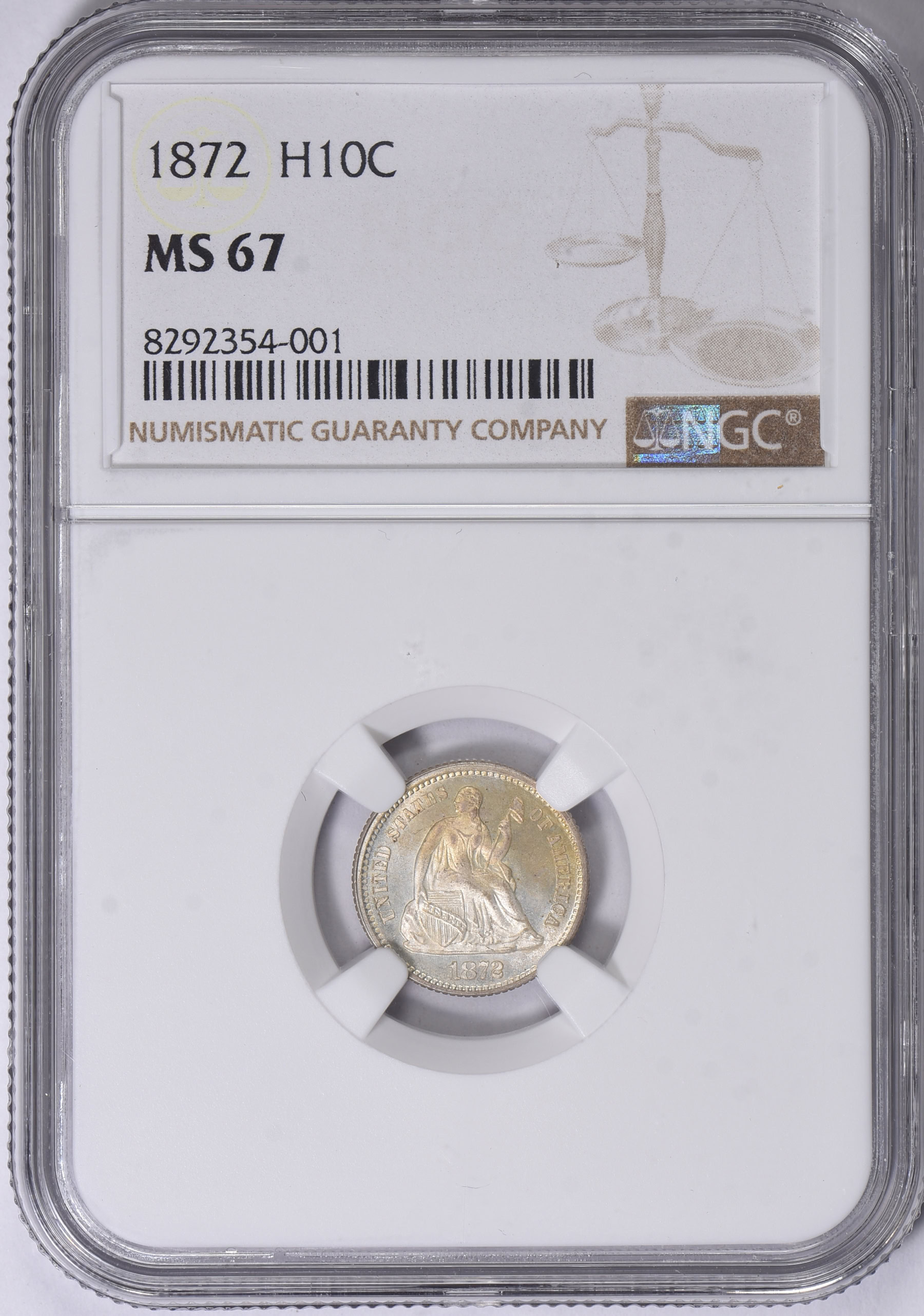 1872 Seated Liberty Half Dime NGC MS-67 (Item 1766414) | GreatCollections Coin Auctions