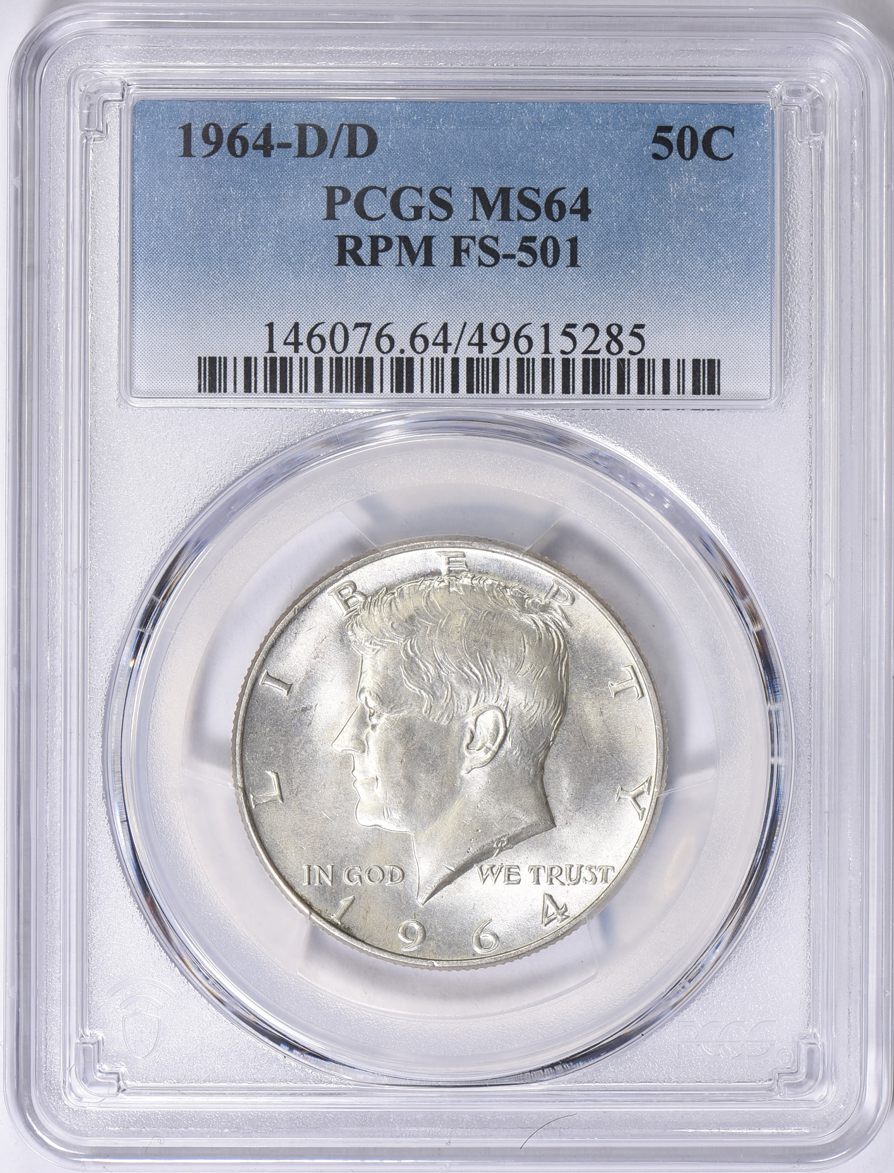 1964-D/D Kennedy Half Dollar Repunched Mintmark FS-501 PCGS MS-64 (Item 1766441 ...