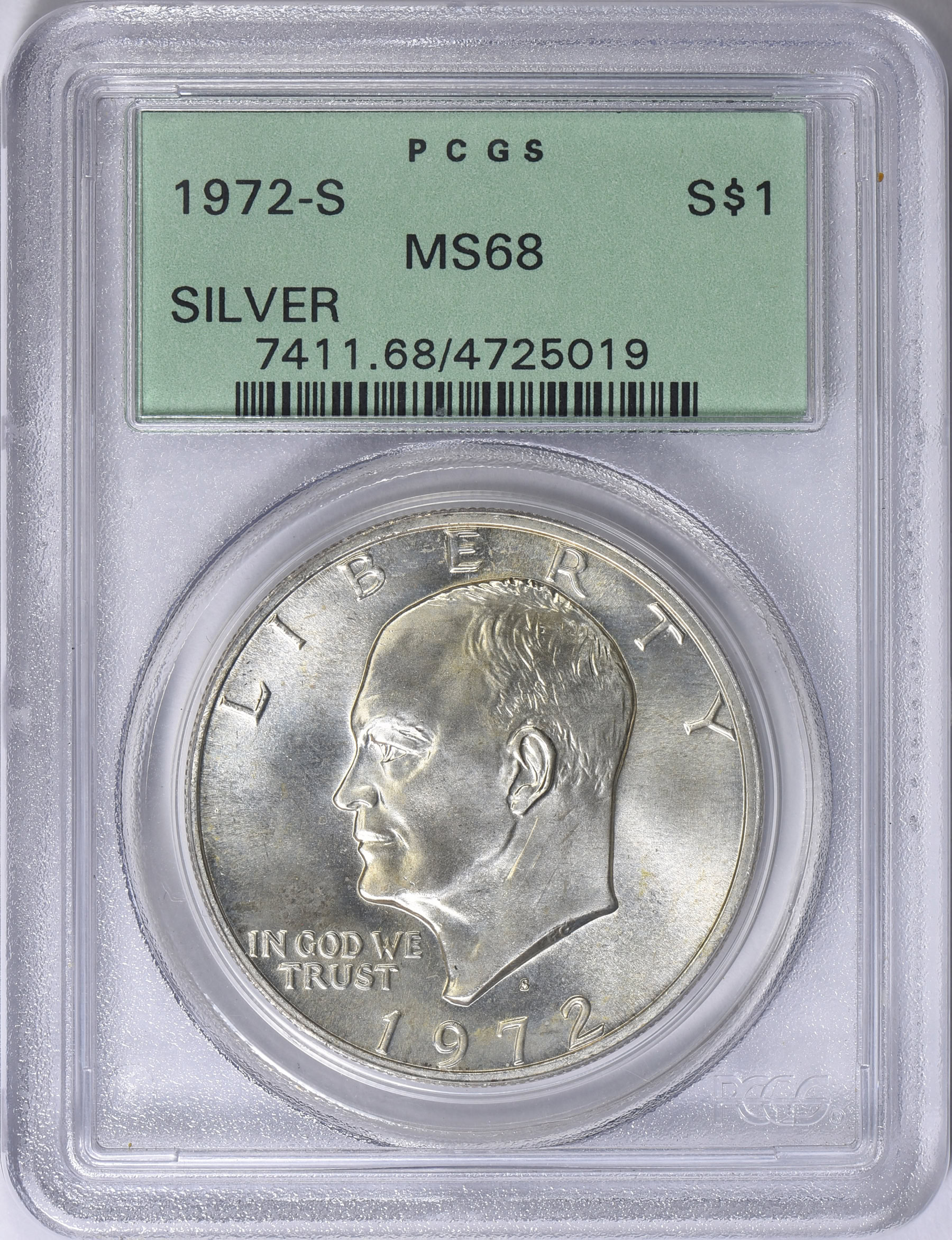 1972-S Eisenhower Dollar Silver PCGS MS-68 OGH (Item 1766501) | GreatCollections Coin Auctions