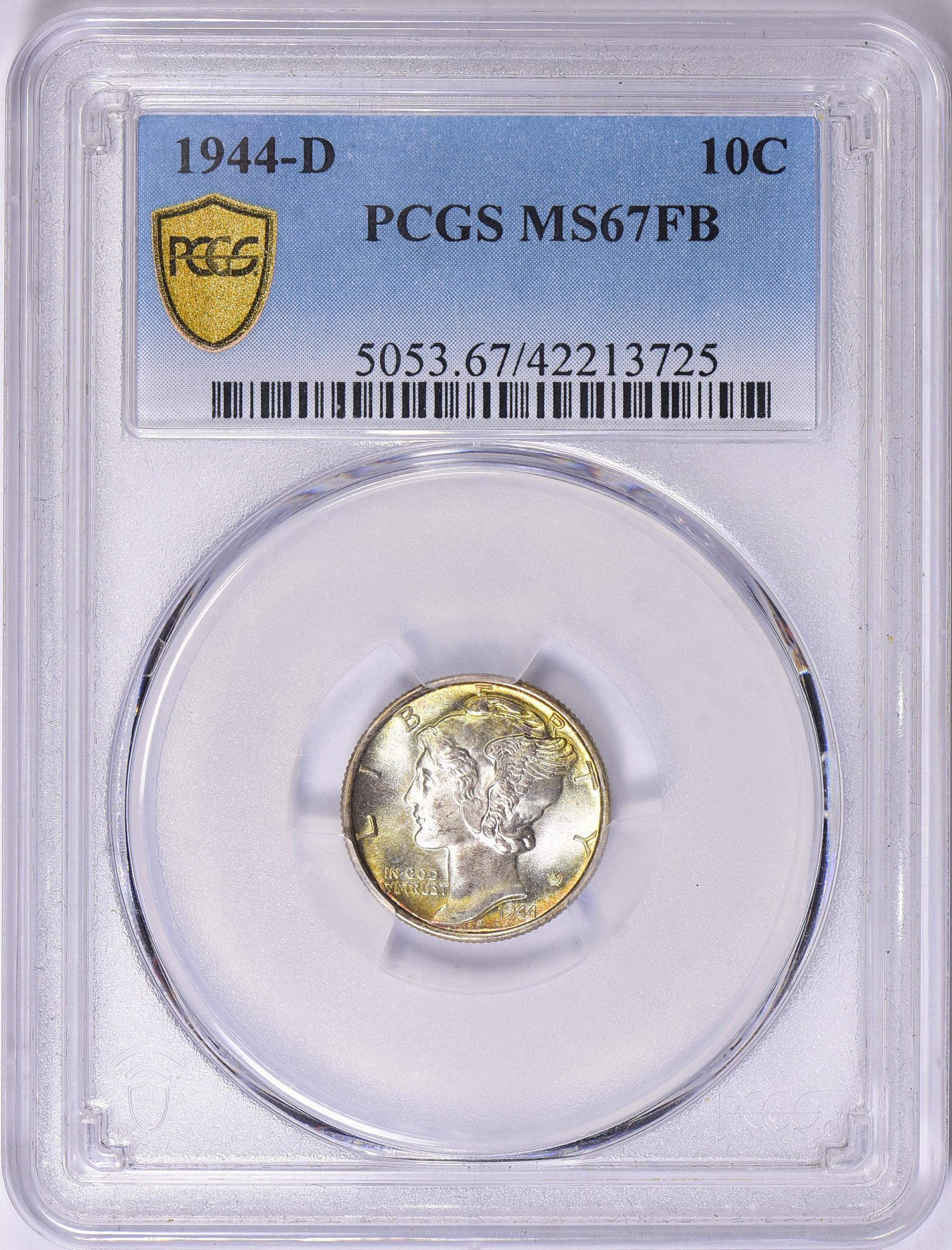 1944-D Mercury Dime PCGS MS-67 FB (Toned) (Item 1766507) | GreatCollections Coin Auctions
