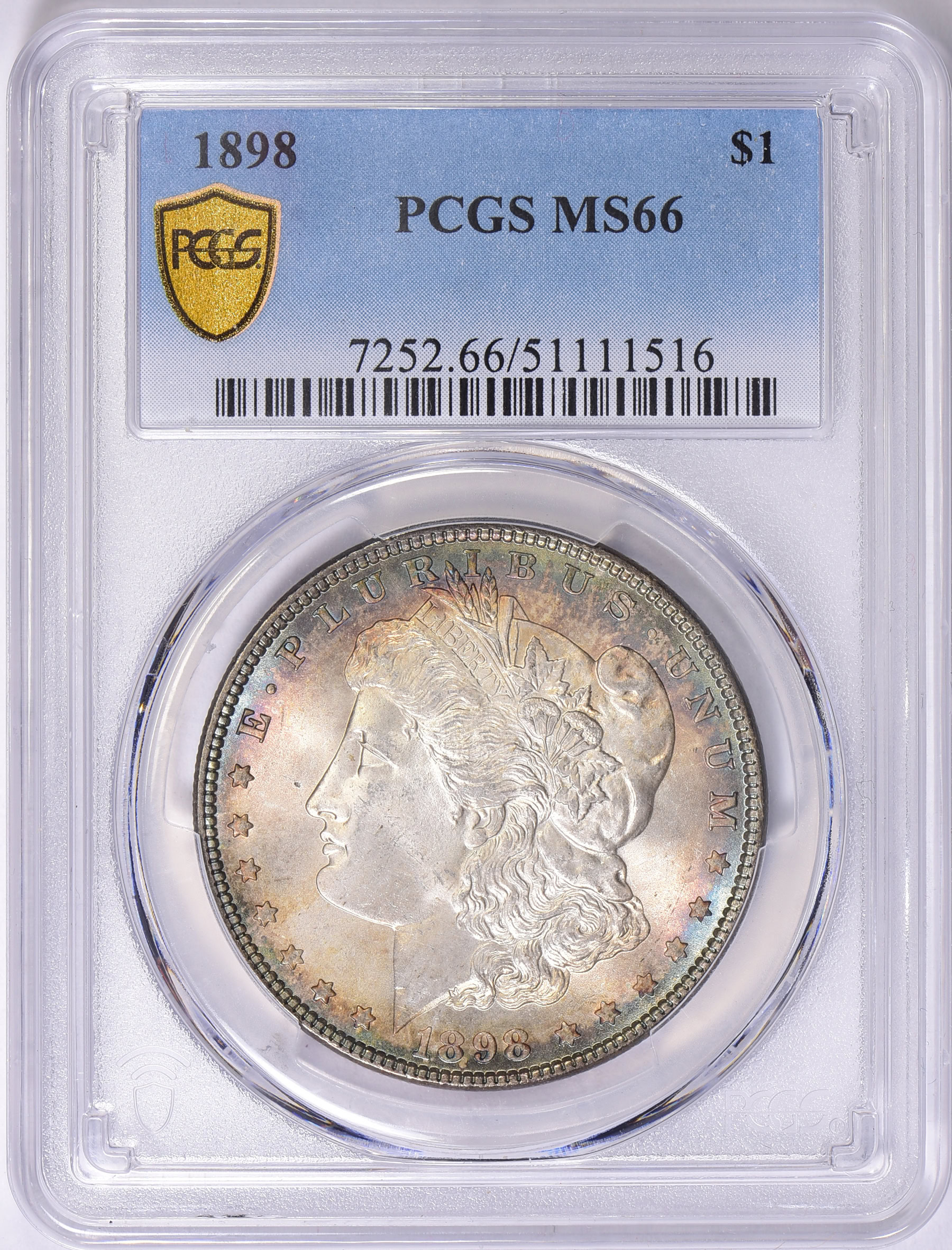1898 Morgan Silver Dollar PCGS MS-66 (Toned) (Item 1766508) | GreatCollections Coin Auctions