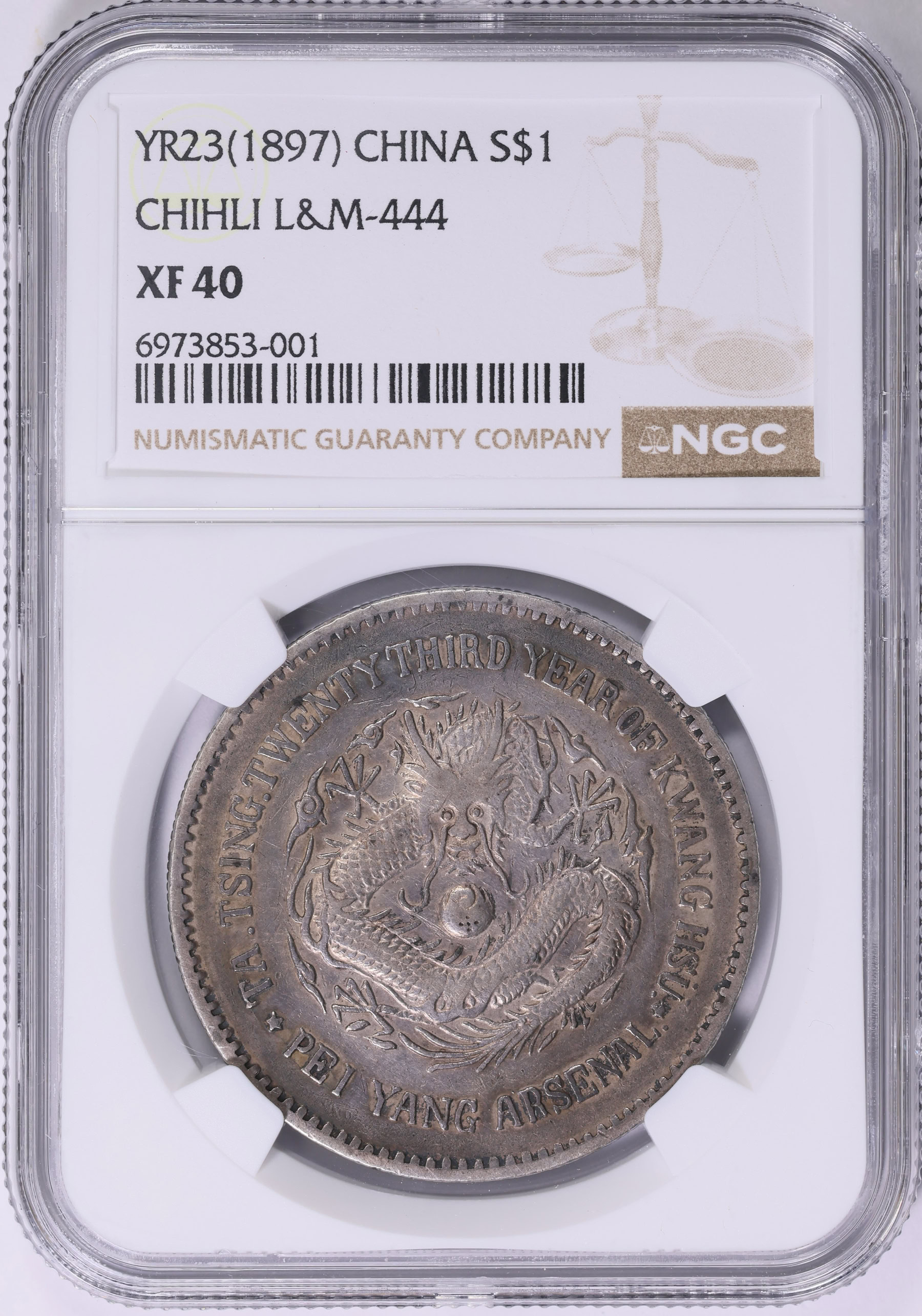 China - Chihli Province Year 23 (1897) Silver Dollar Y-65.1 NGC XF-40 (Item 1766523 ...
