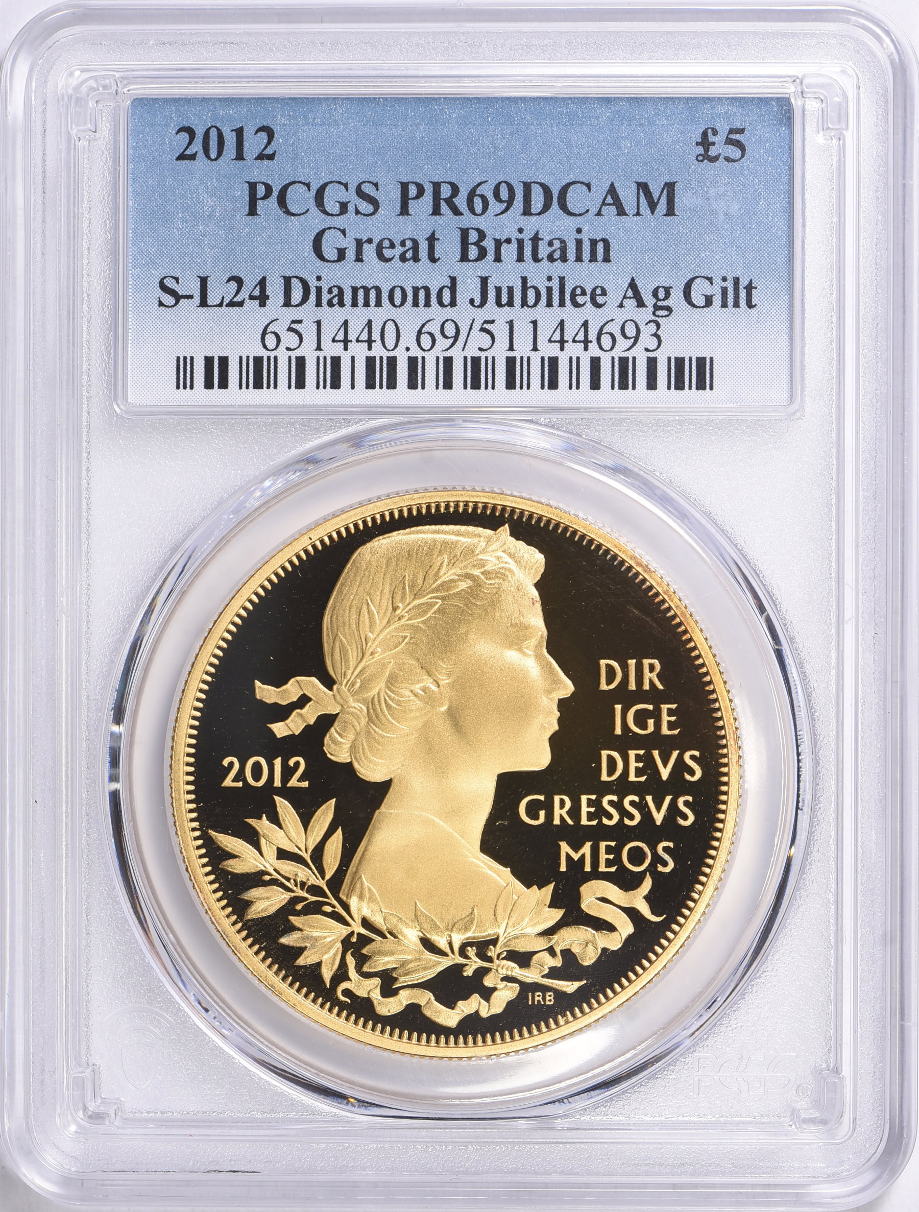 Great Britain 2012 Gilt Silver £5 Queen Elizabeth II's Diamond Jubilee ...