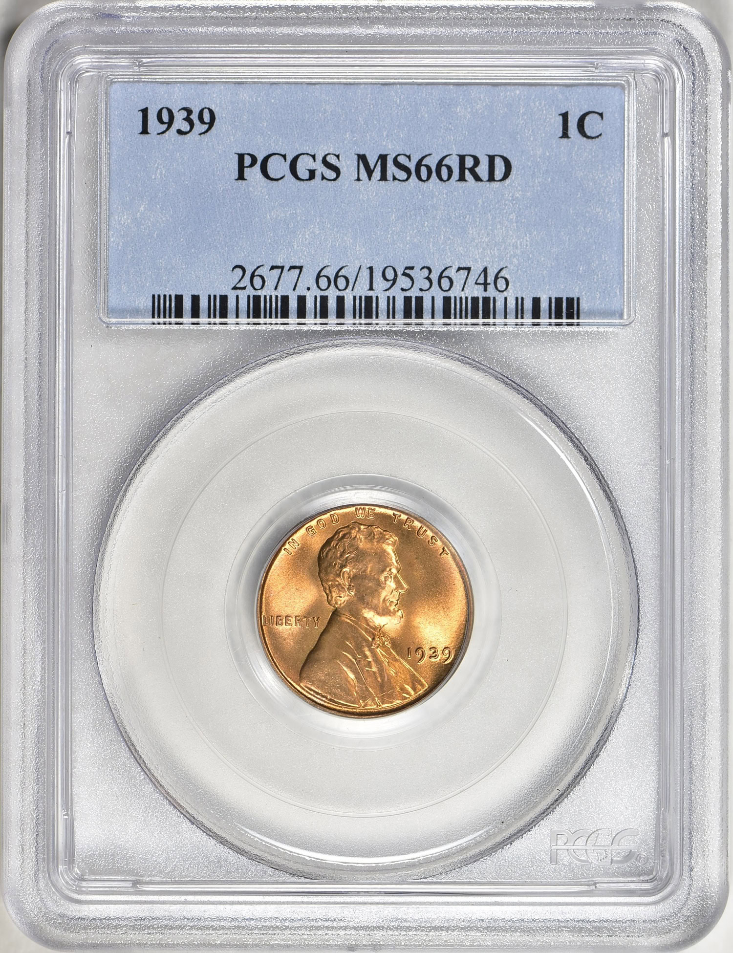 1939 Lincoln Cent PCGS MS-66 RD (Item 1766703) | GreatCollections Coin ...