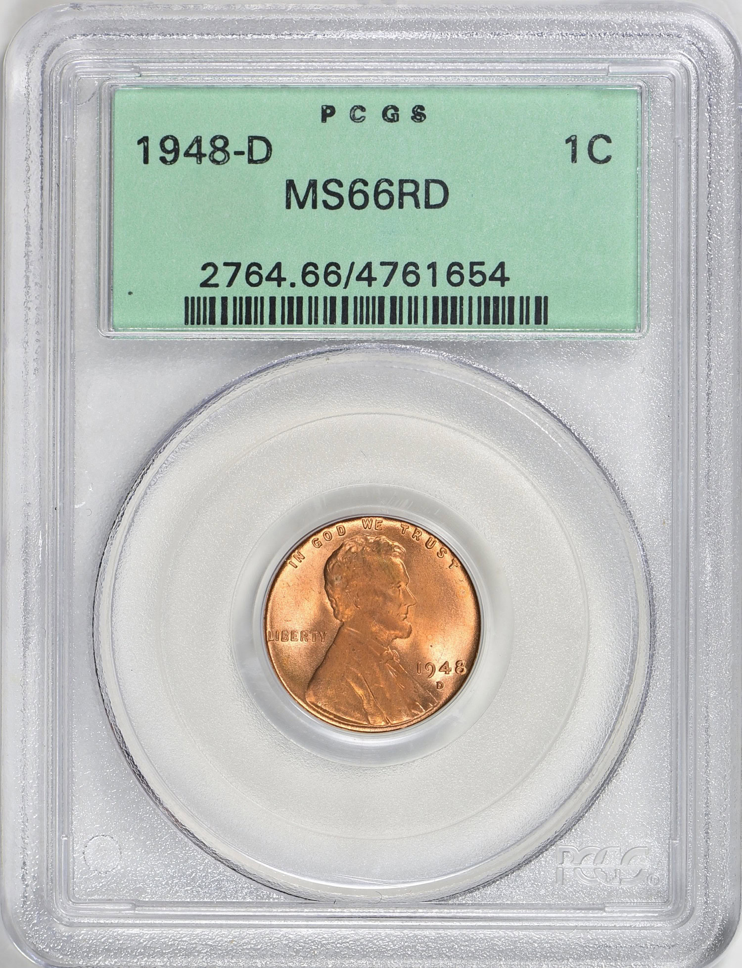 1948-D Lincoln Cent PCGS MS-66 RD OGH (Item 1766729) | GreatCollections Coin Auctions