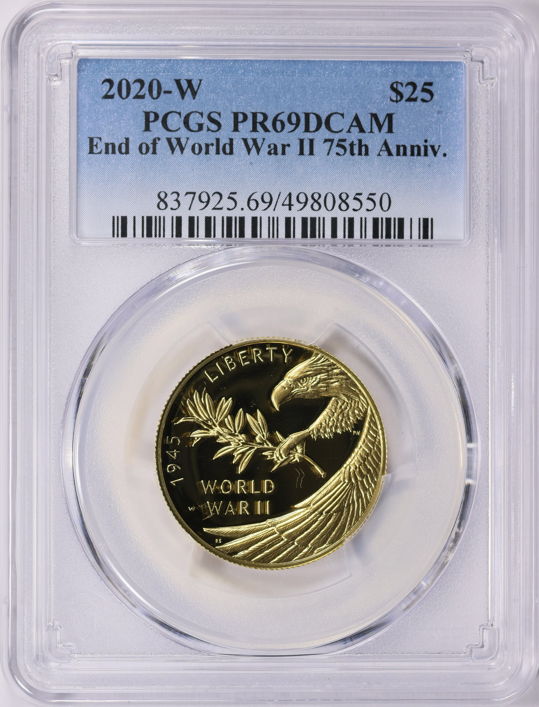 2020-W End of World War II 75th Anniversary Gold $25 PCGS Proof-69 DCAM ...