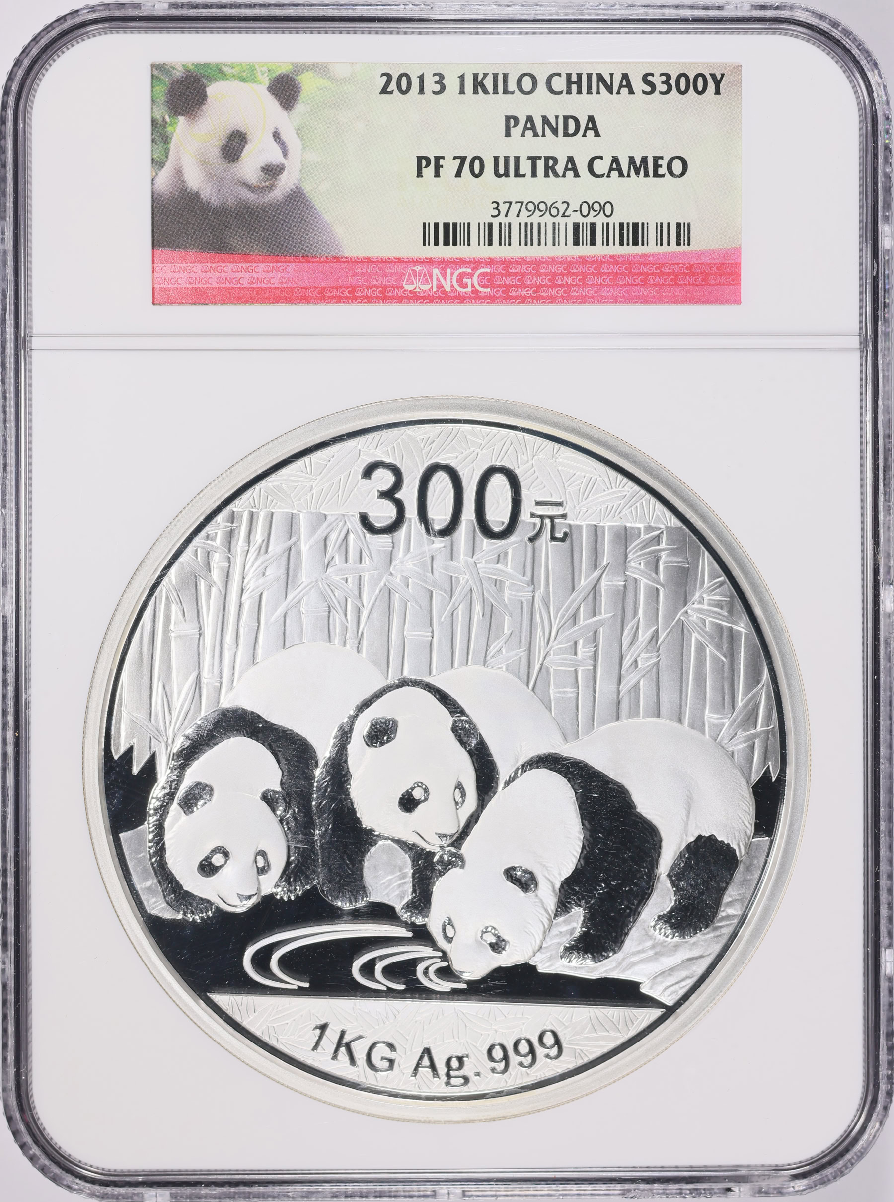 China 2013 Silver 300 Yuan Panda Kilo KM-2122 NGC Proof-70 UC (ASW = 32 ...
