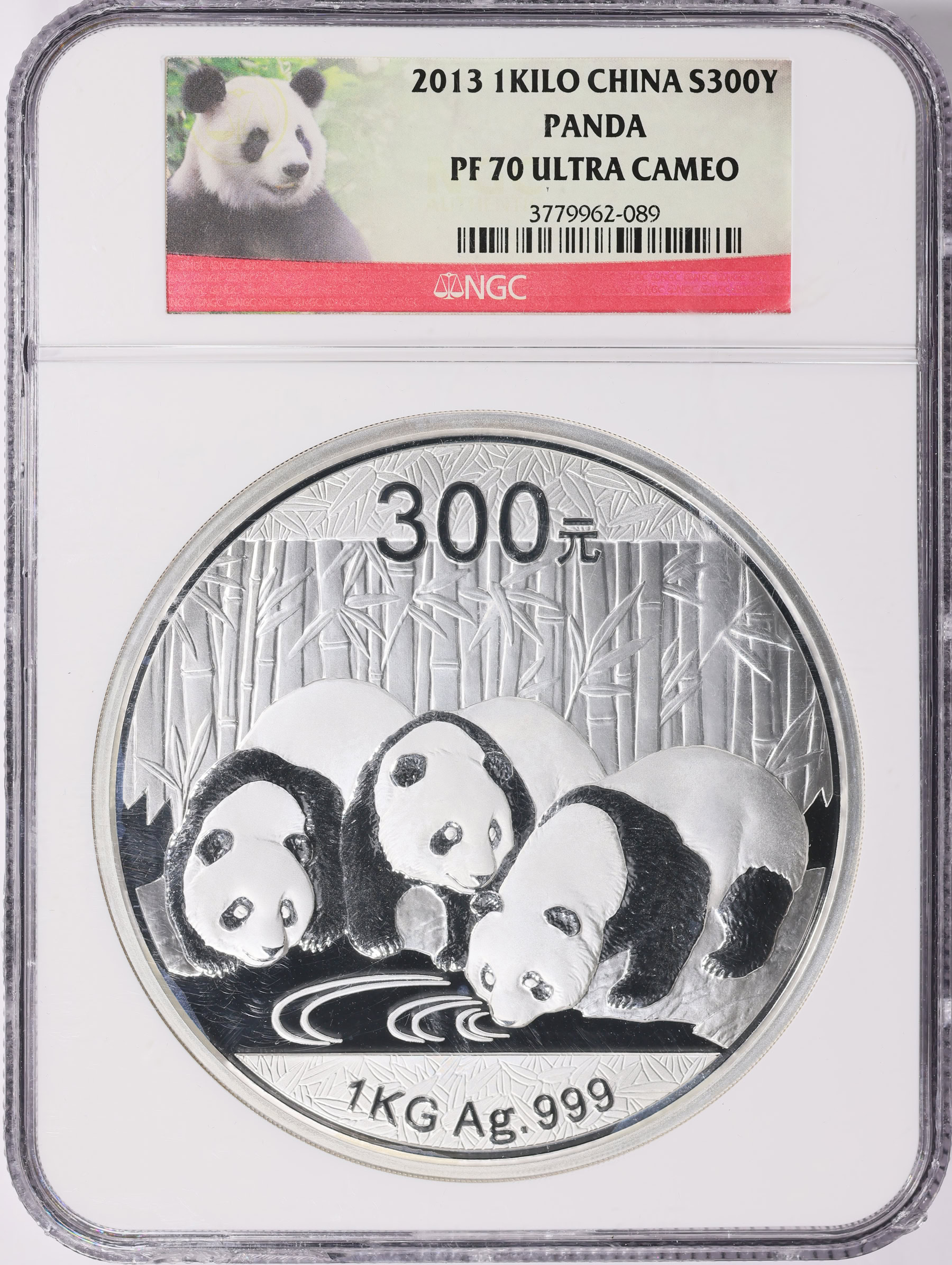 China 2013 Silver 300 Yuan Panda Kilo KM-2122 NGC Proof-70 UC (ASW = 32 ...