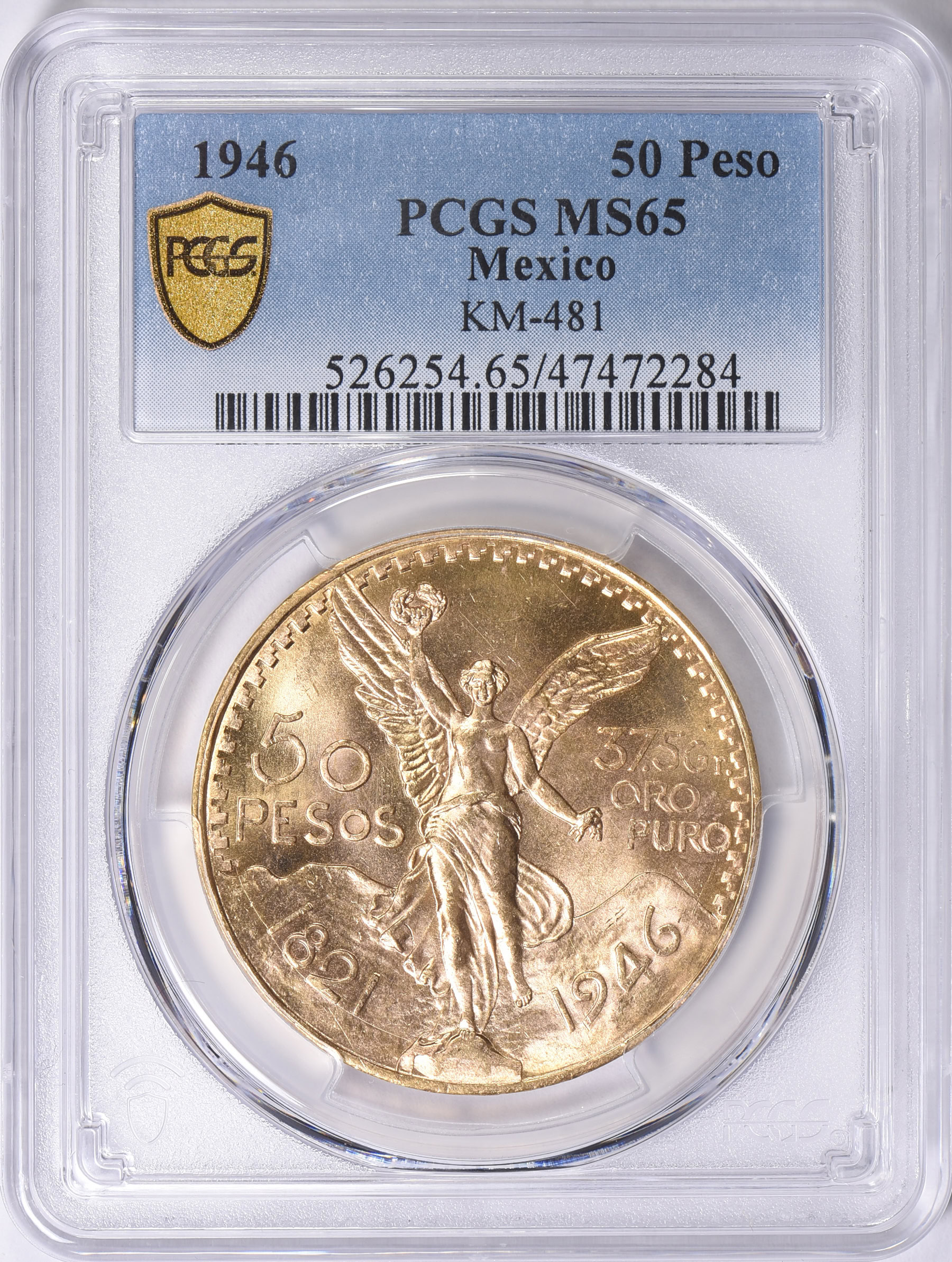 Mexico 1946 Gold 50 Pesos KM-481 PCGS MS-65 (AGW = 1.2057 oz.) (Item 1767084) | GreatCollections ...
