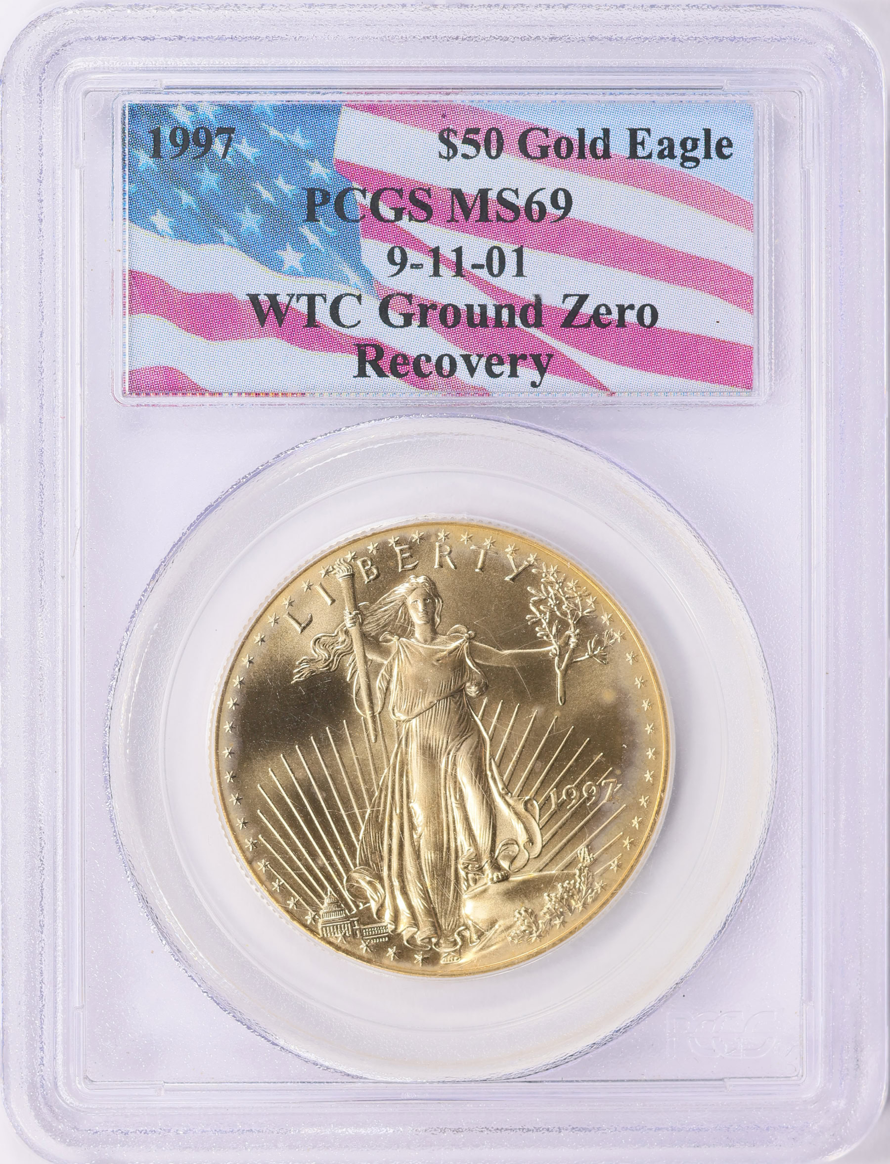 1997 $50 One-Ounce Gold American Eagle WTC Ground Zero Recovery PCGS MS ...