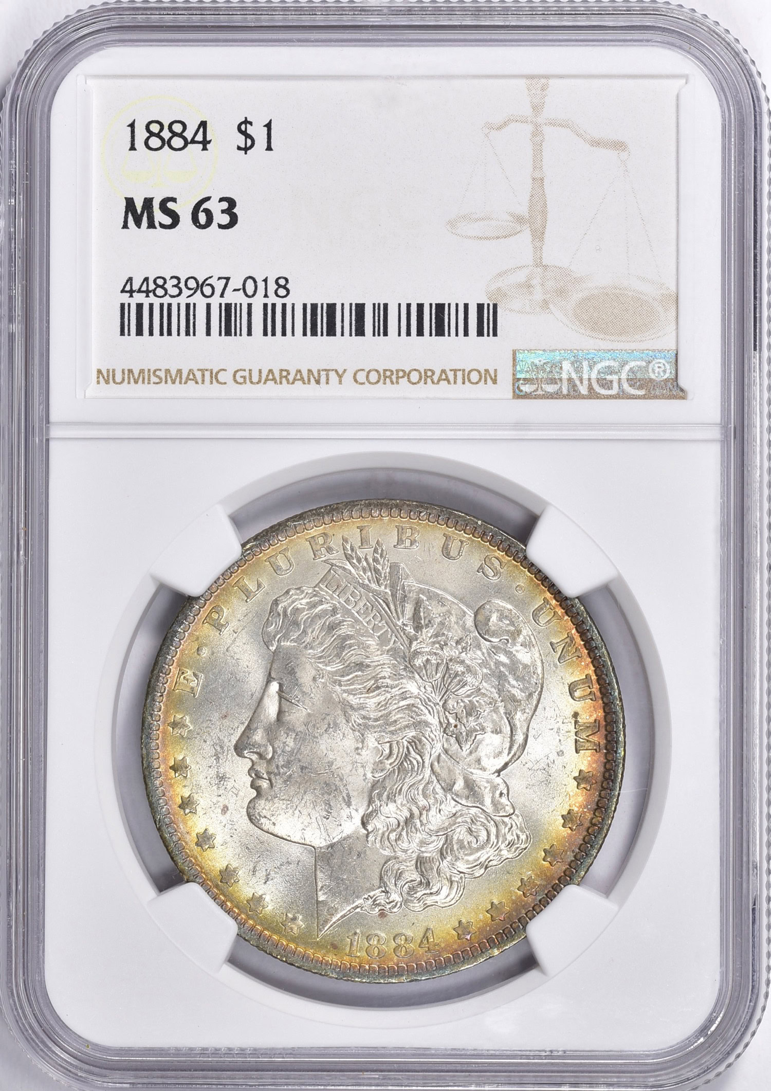 1884 Morgan Silver Dollar NGC MS-63 (Toned) (Item 1767246) | GreatCollections Coin Auctions