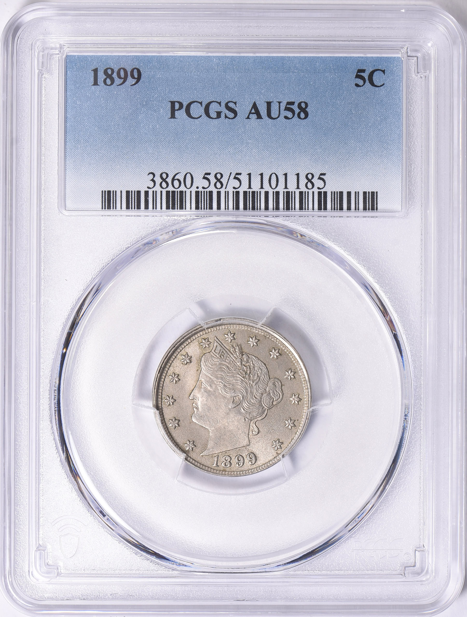 1899 Liberty Nickel PCGS AU-58 (Item 1767316) | GreatCollections Coin ...
