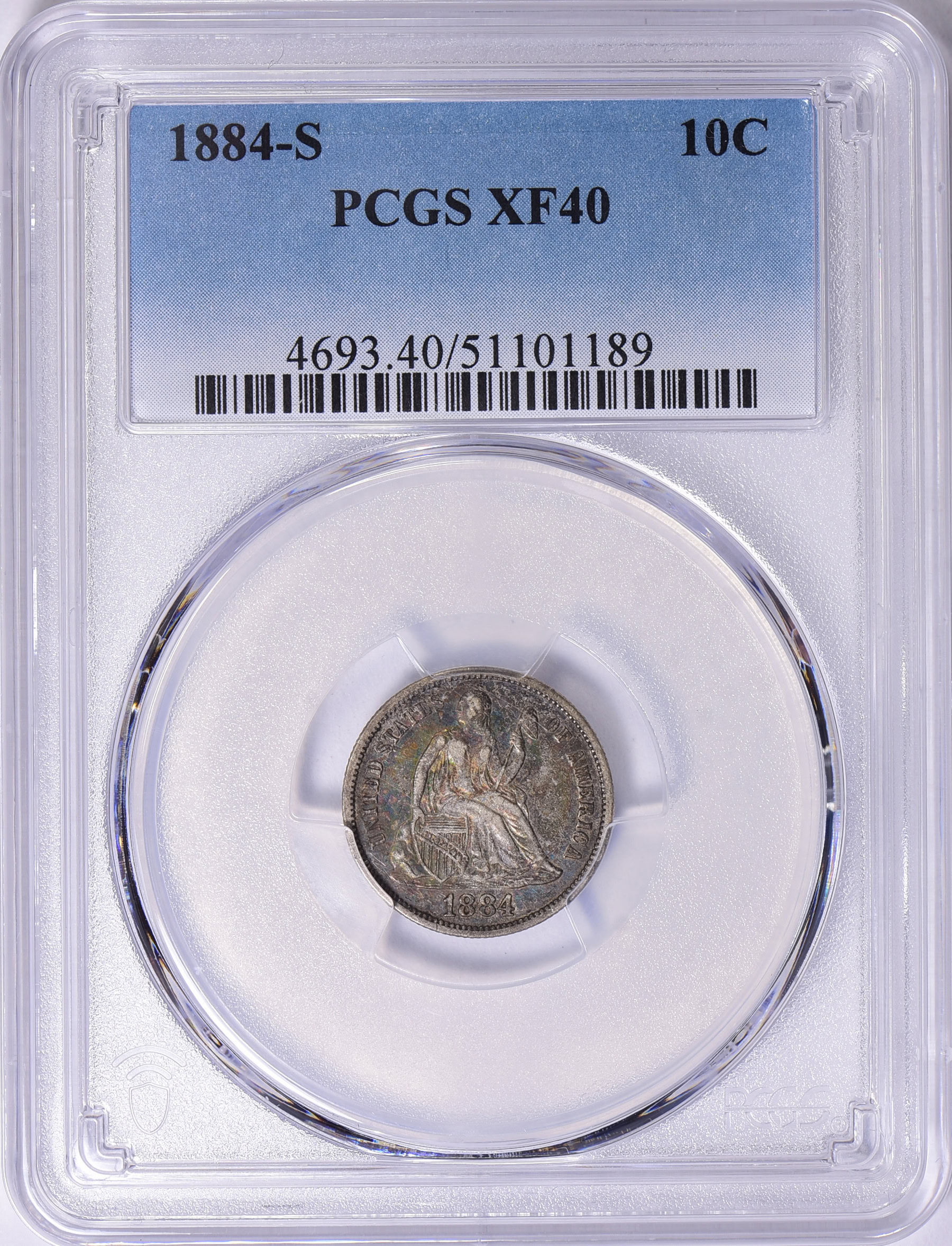 1884-S Seated Liberty Dime PCGS XF-40 (Item 1767320) | GreatCollections ...