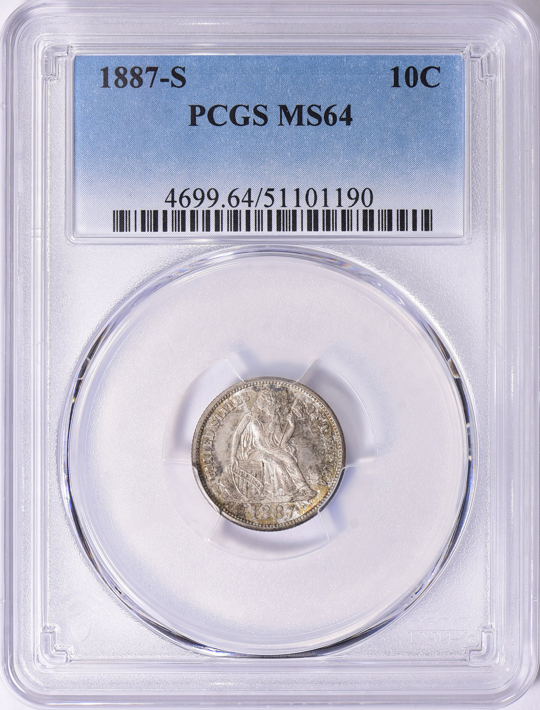 1887-S Seated Liberty Dime PCGS MS-64 (Item 1767321) | GreatCollections Coin Auctions