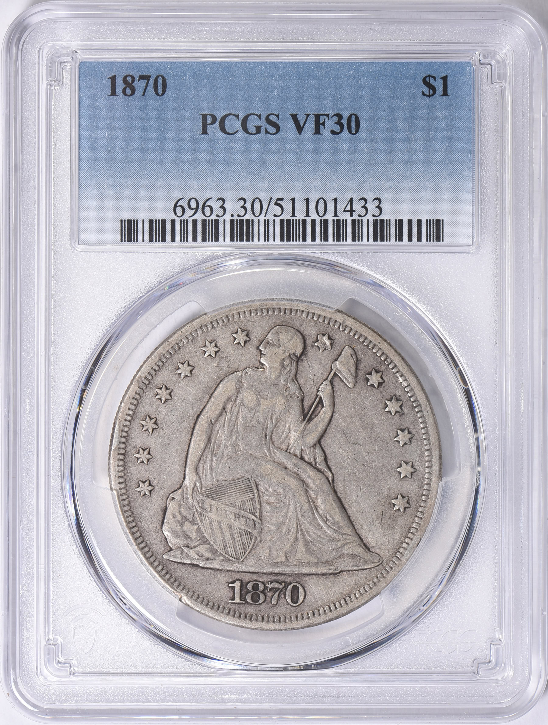 1870 Seated Liberty Silver Dollar PCGS VF-30 (Item 1767342) | GreatCollections Coin Auctions