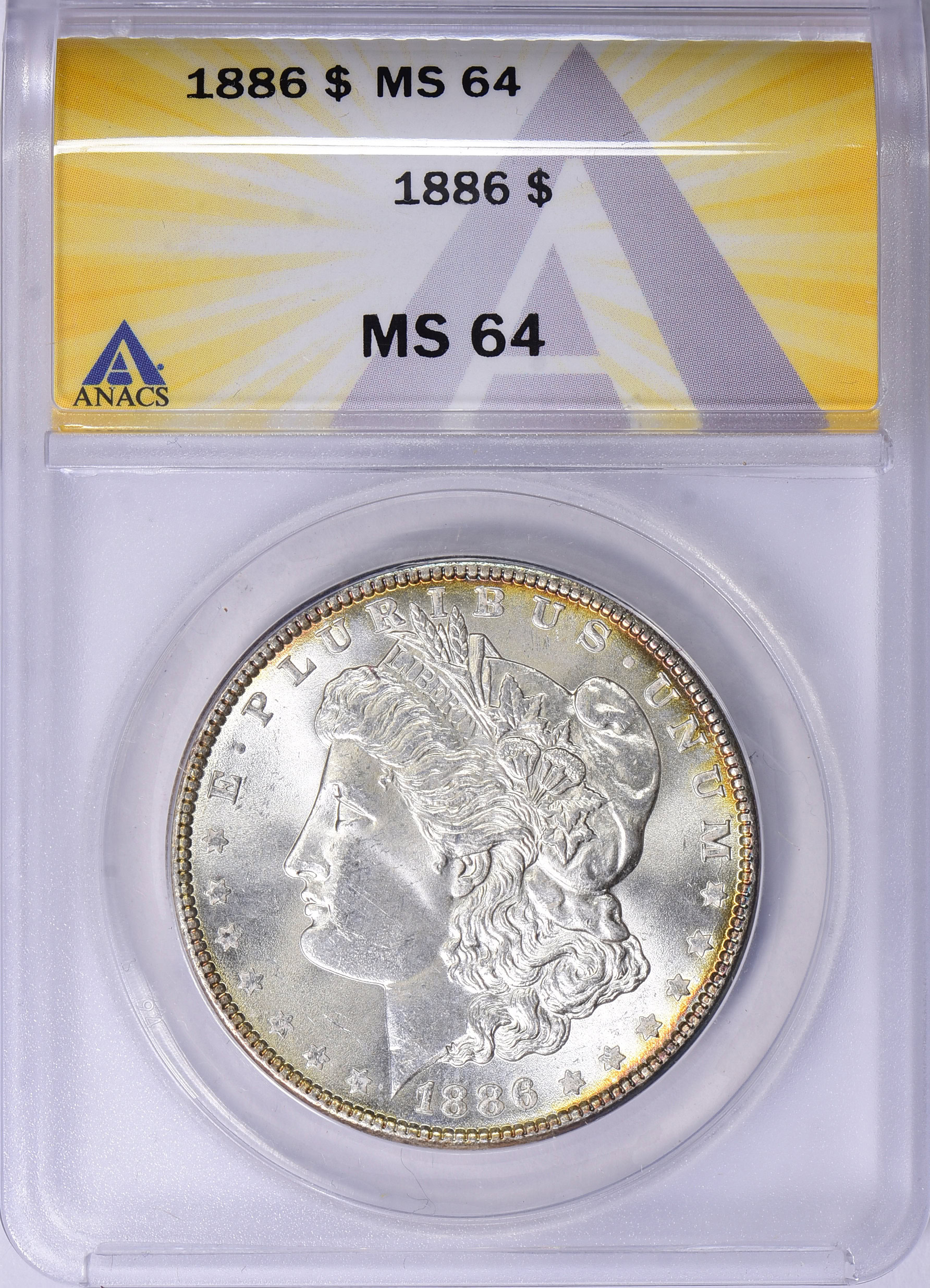 1886 Morgan Silver Dollar ANACS MS-64 (Toned) (Item 1767355) | GreatCollections Coin Auctions