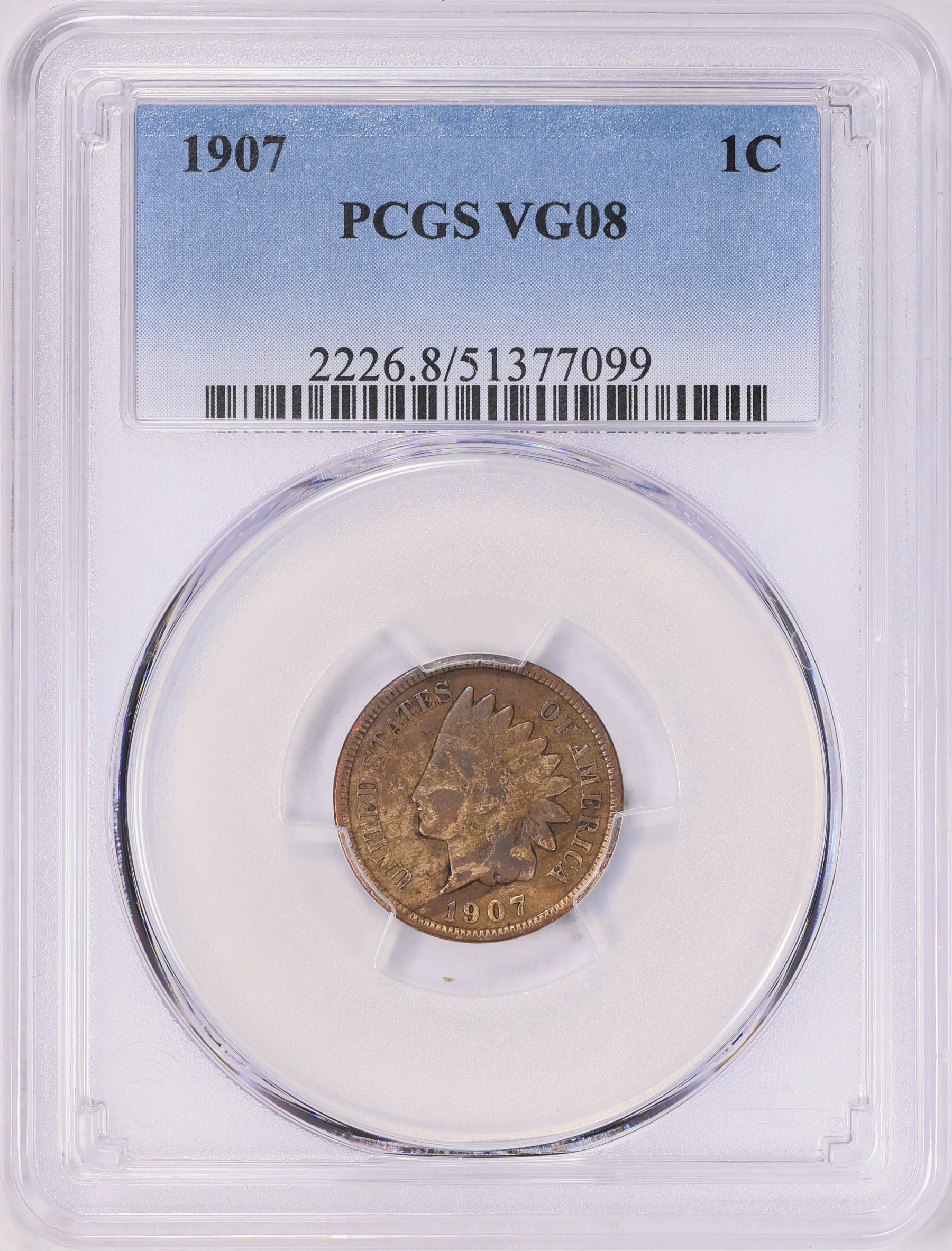 1907 Indian Cent PCGS VG-08 (Item 1767378) | GreatCollections Coin Auctions