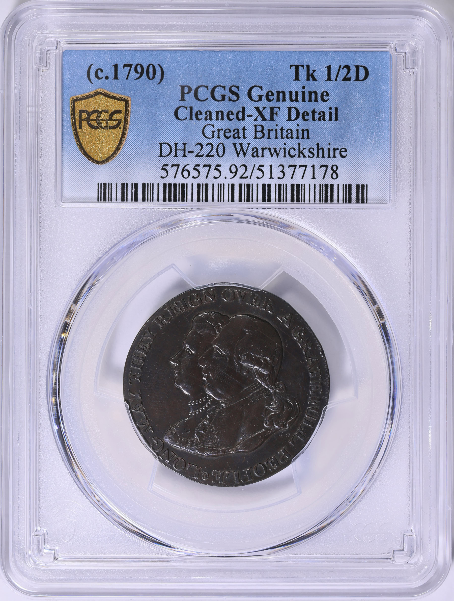 Great Britain - Warwickshire ND (c.1790) 1/2 Penny Token Lutwyche's ...