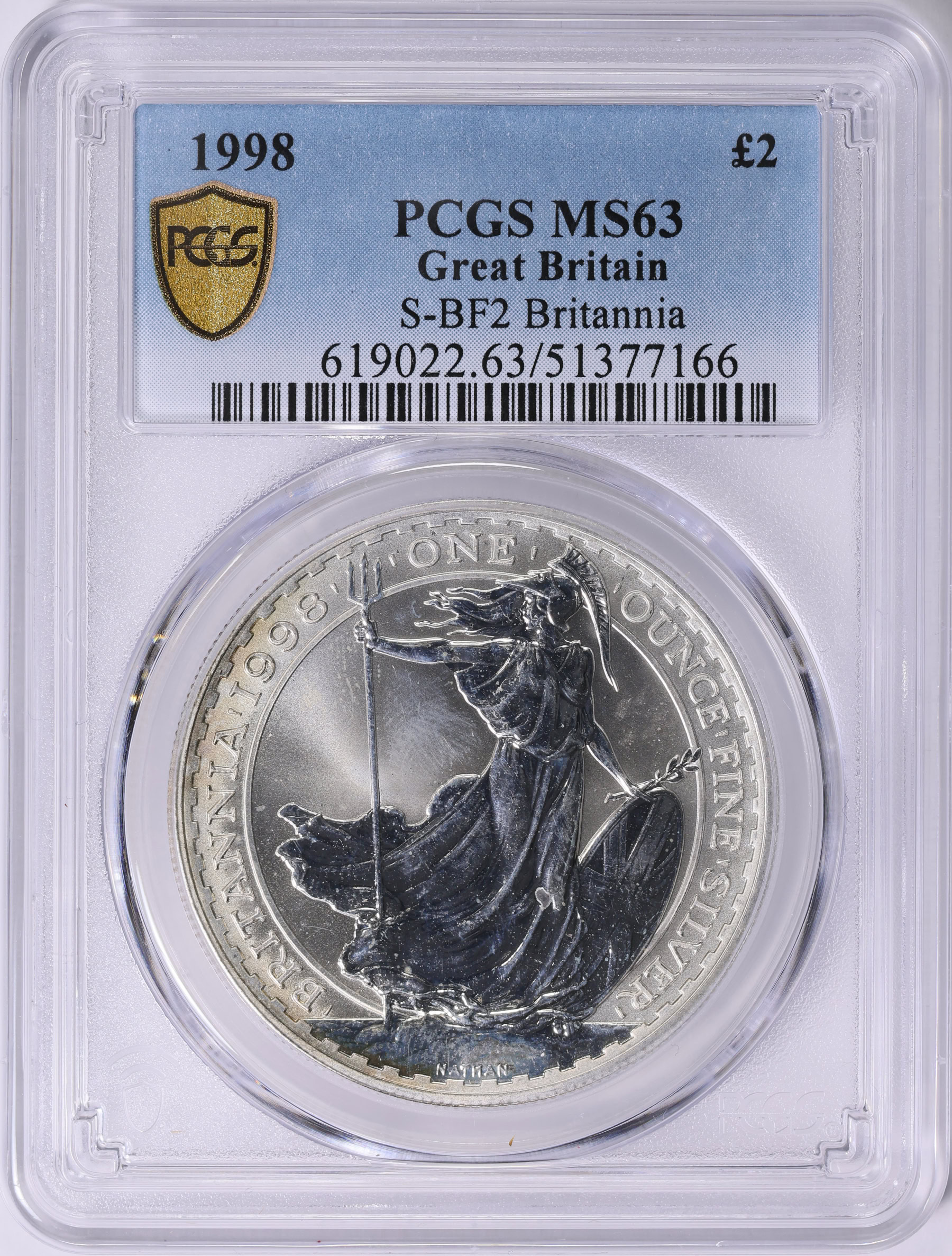 Great Britain 1998 Silver £2 Britannia KM-1029 PCGS MS-63 (Toned) (Item ...