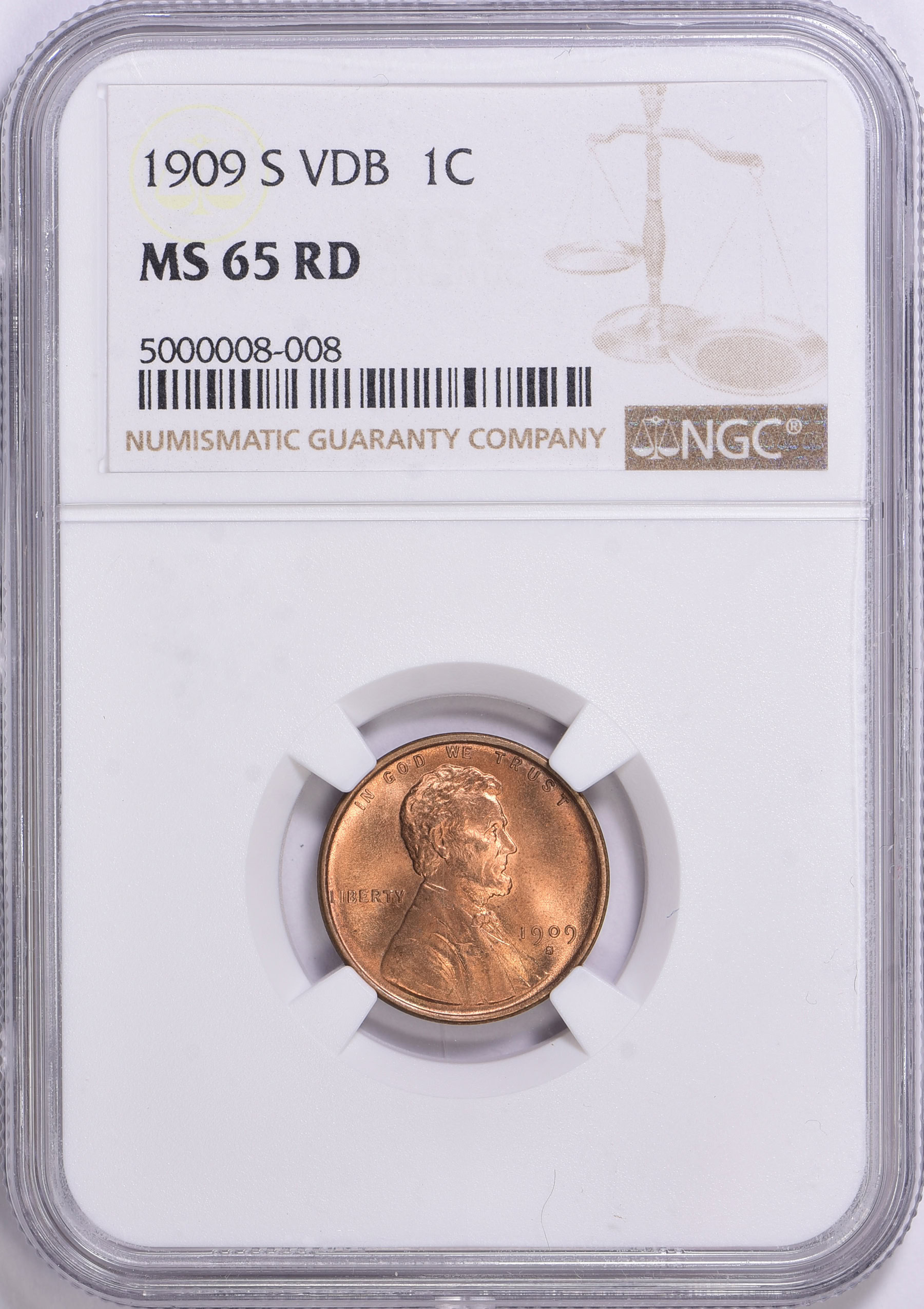 1909-S Lincoln Cent V.D.B. NGC MS-65 RD (Item 1767470) | GreatCollections Coin Auctions