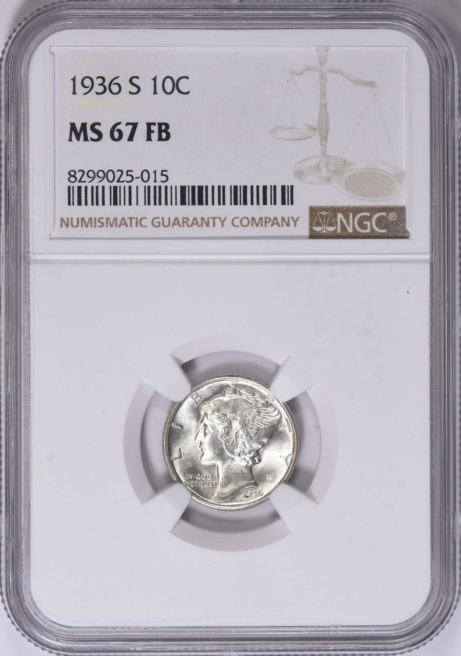 1936-S Mercury Dime NGC MS-67 FB (Item 1767479) | GreatCollections Coin Auctions
