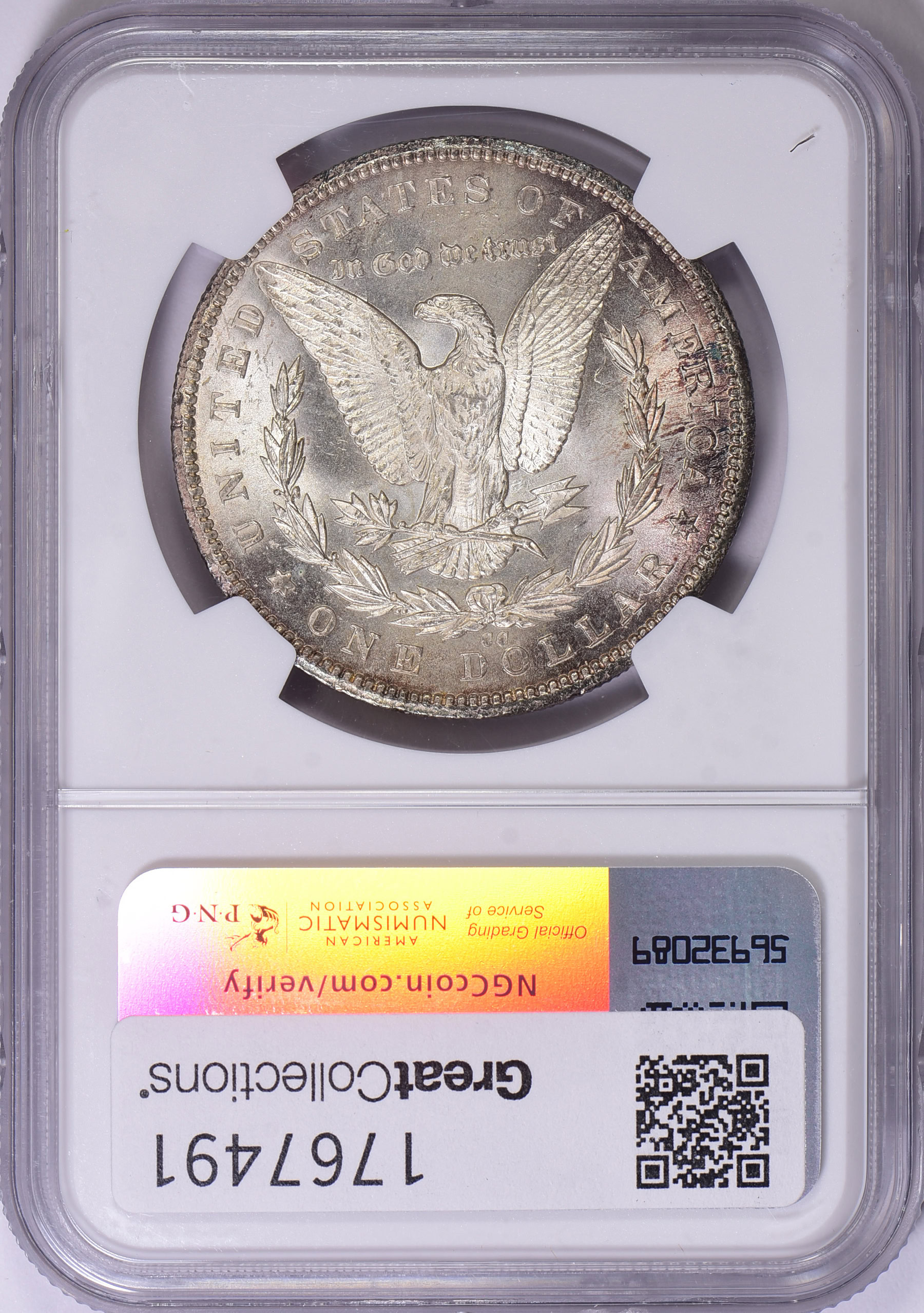 1893-CC Morgan Silver Dollar NGC MS-64 (Toned) (Item 1767491) | GreatCollections Coin Auctions