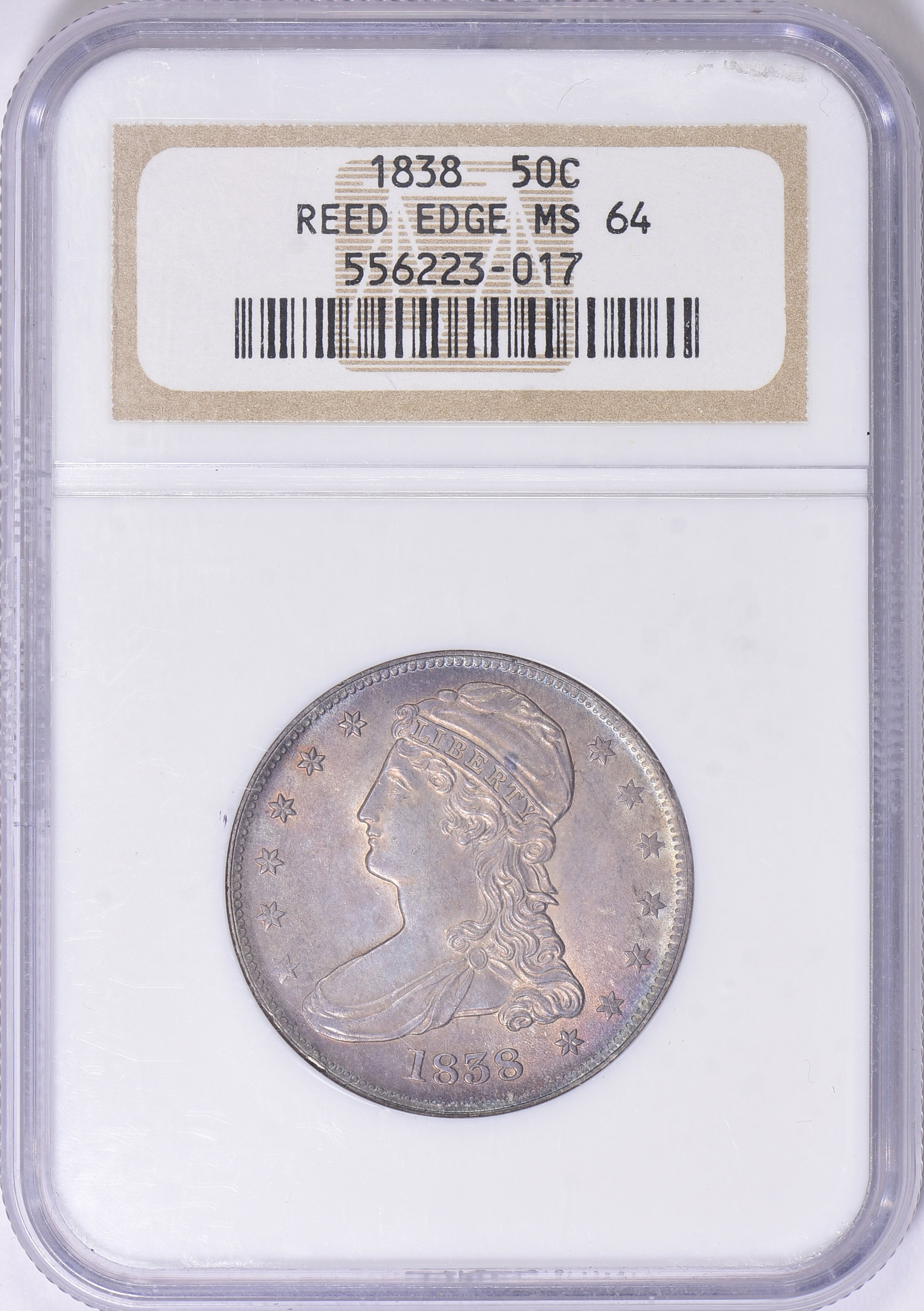 1838 Capped Bust Half Dollar Reeded Edge NGC MS-64 (Toned) (Item ...