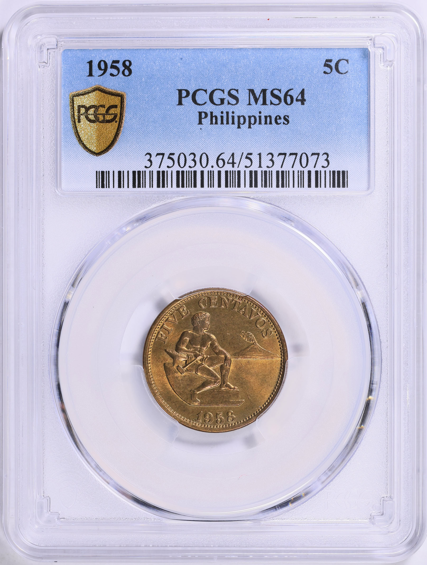 Philippines 1958 5 Centavos KM-187 PCGS MS-64 (Item 1767510 ...