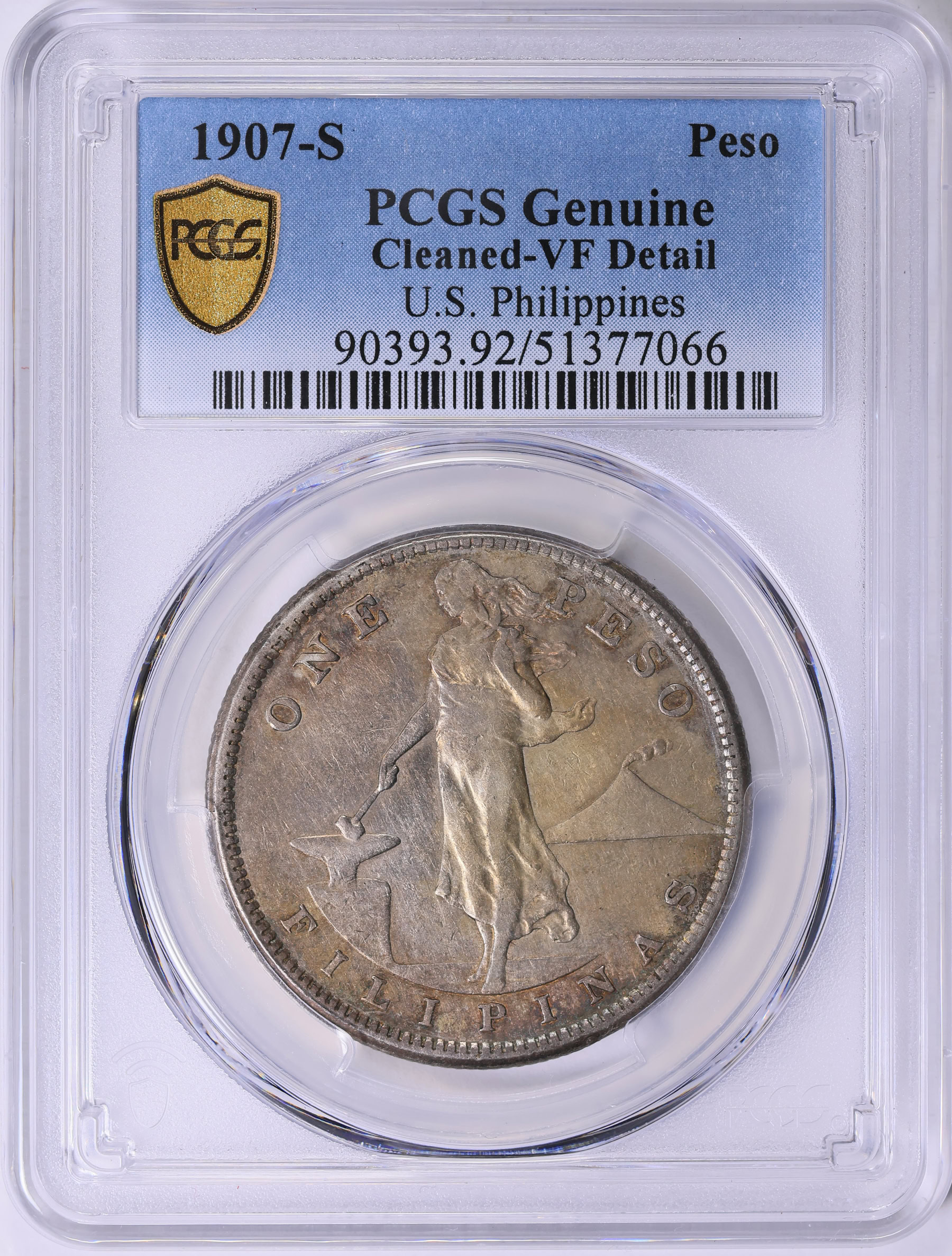 1907-S U.S. Philippines Peso PCGS Genuine VF Details (Item 1767526 ...
