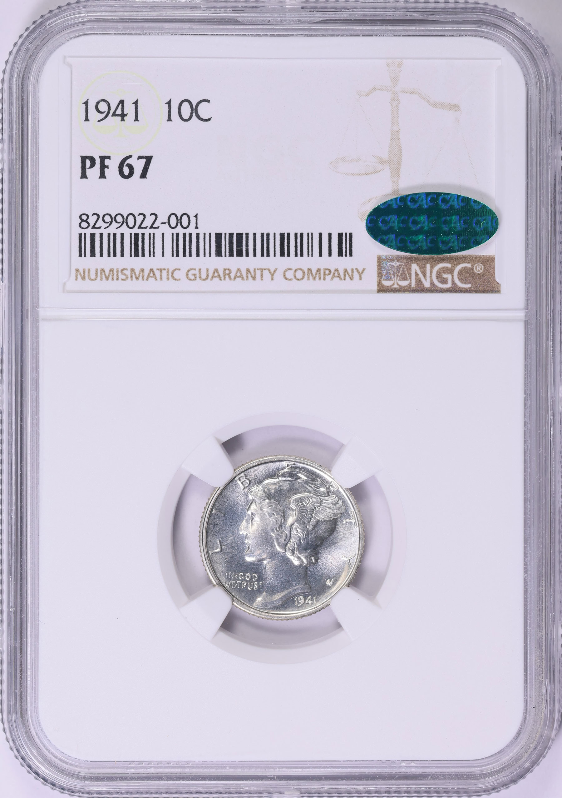 1941 Mercury Dime NGC Proof-67 (CAC Green) (Item 1767542) | GreatCollections Coin Auctions