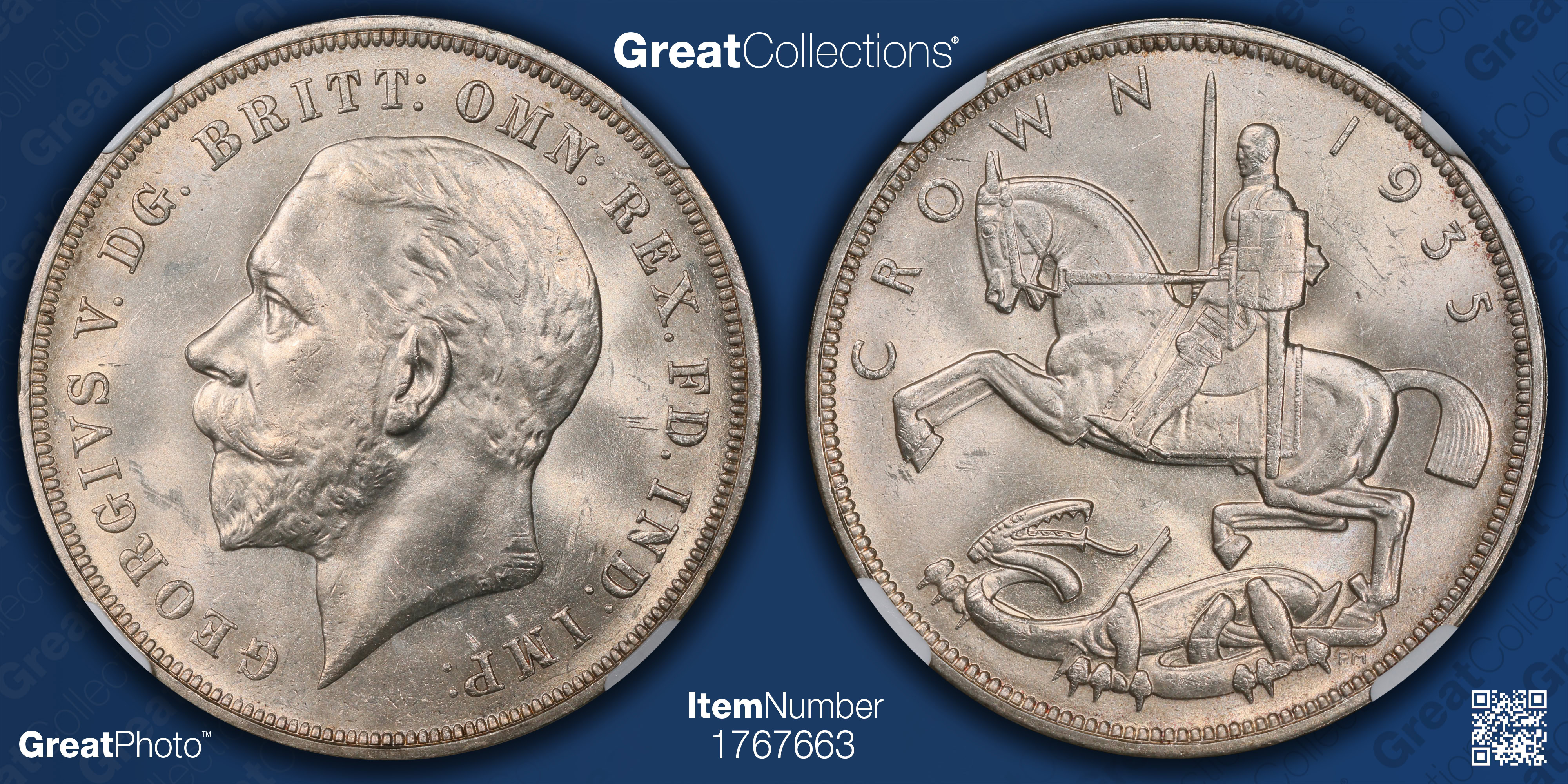 Great Britain 1935 Silver Crown Incuse Edge Lettering KM-842 NGC MS-63 ...