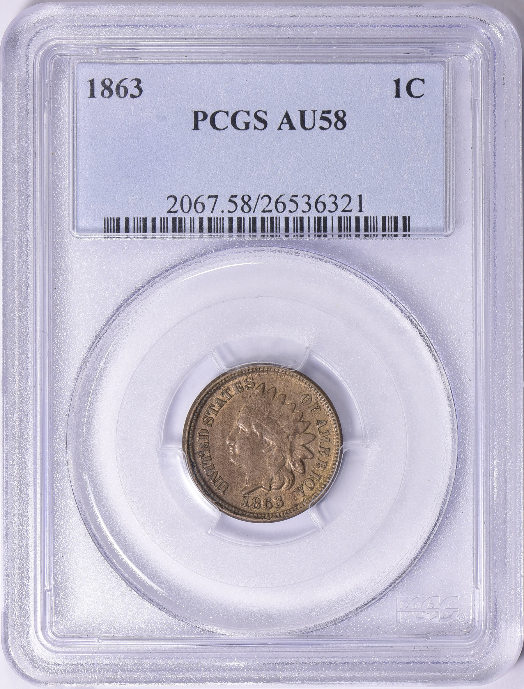 1863 Indian Cent PCGS AU-58 (Item 1768150) | GreatCollections Coin Auctions