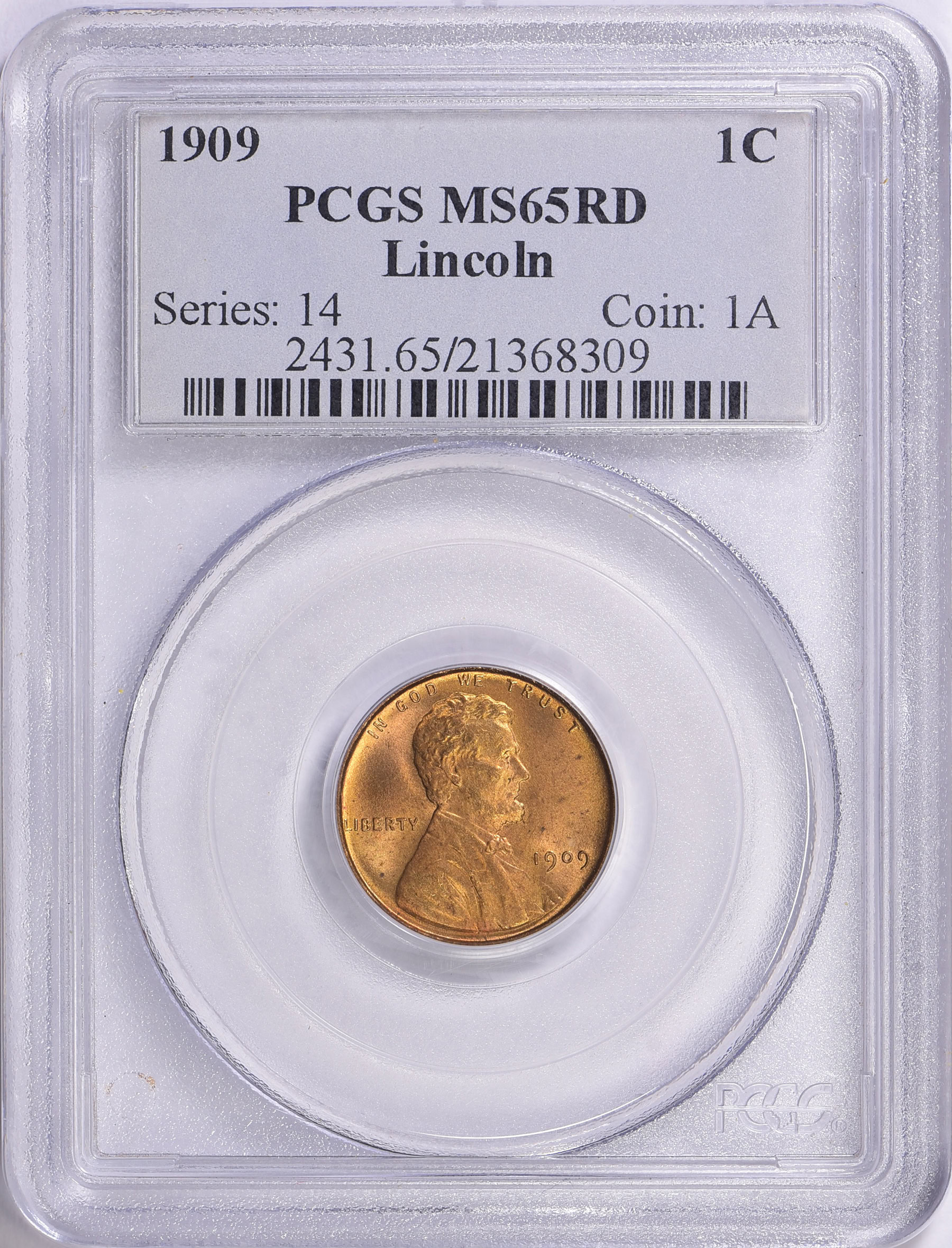 1909 Lincoln Cent PCGS MS-65 RD (Item 1768153) | GreatCollections Coin Auctions