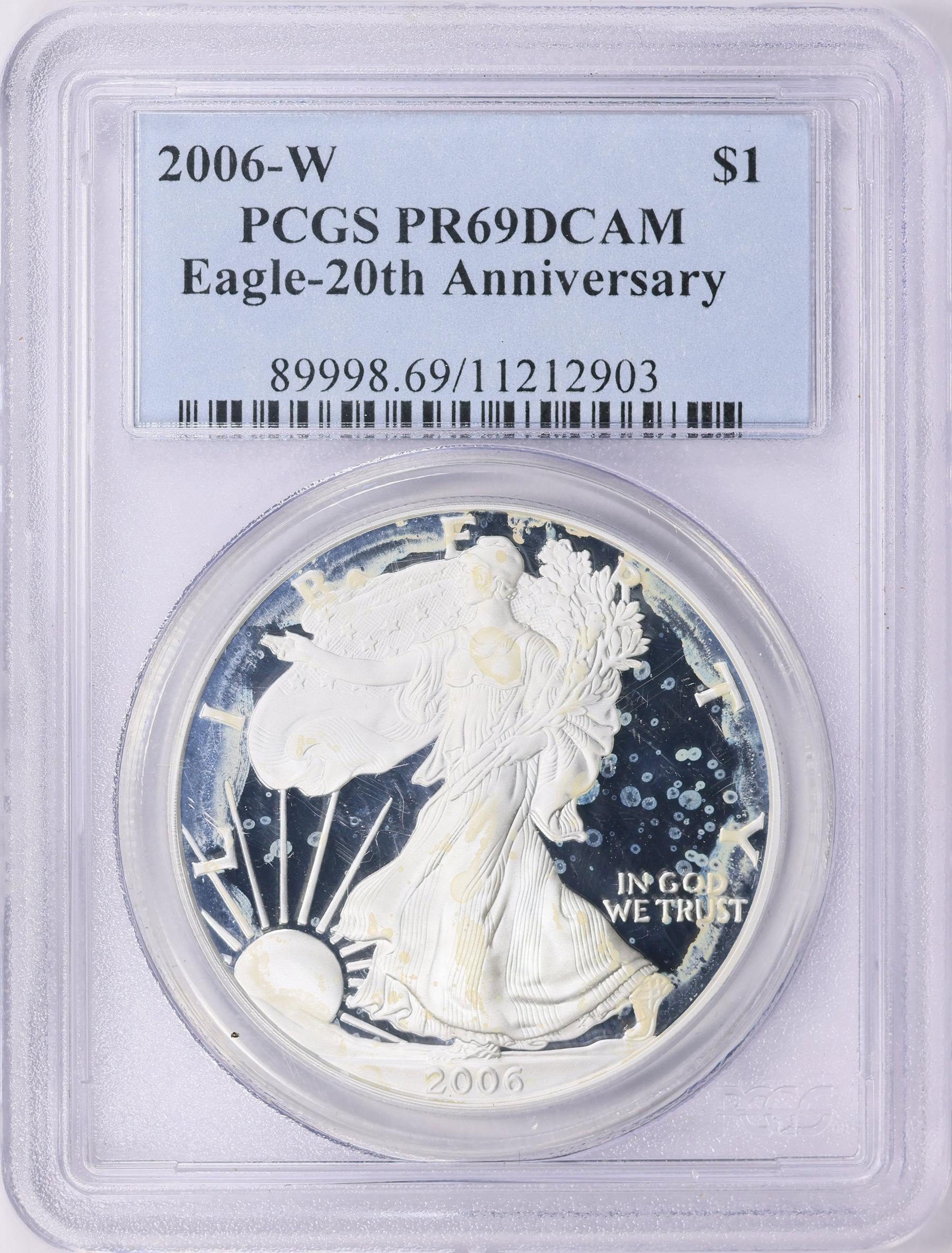 2006-W $1 Silver Eagle 20th Anniversary PCGS Proof-69 DCAM (Item 1768179) | GreatCollections ...