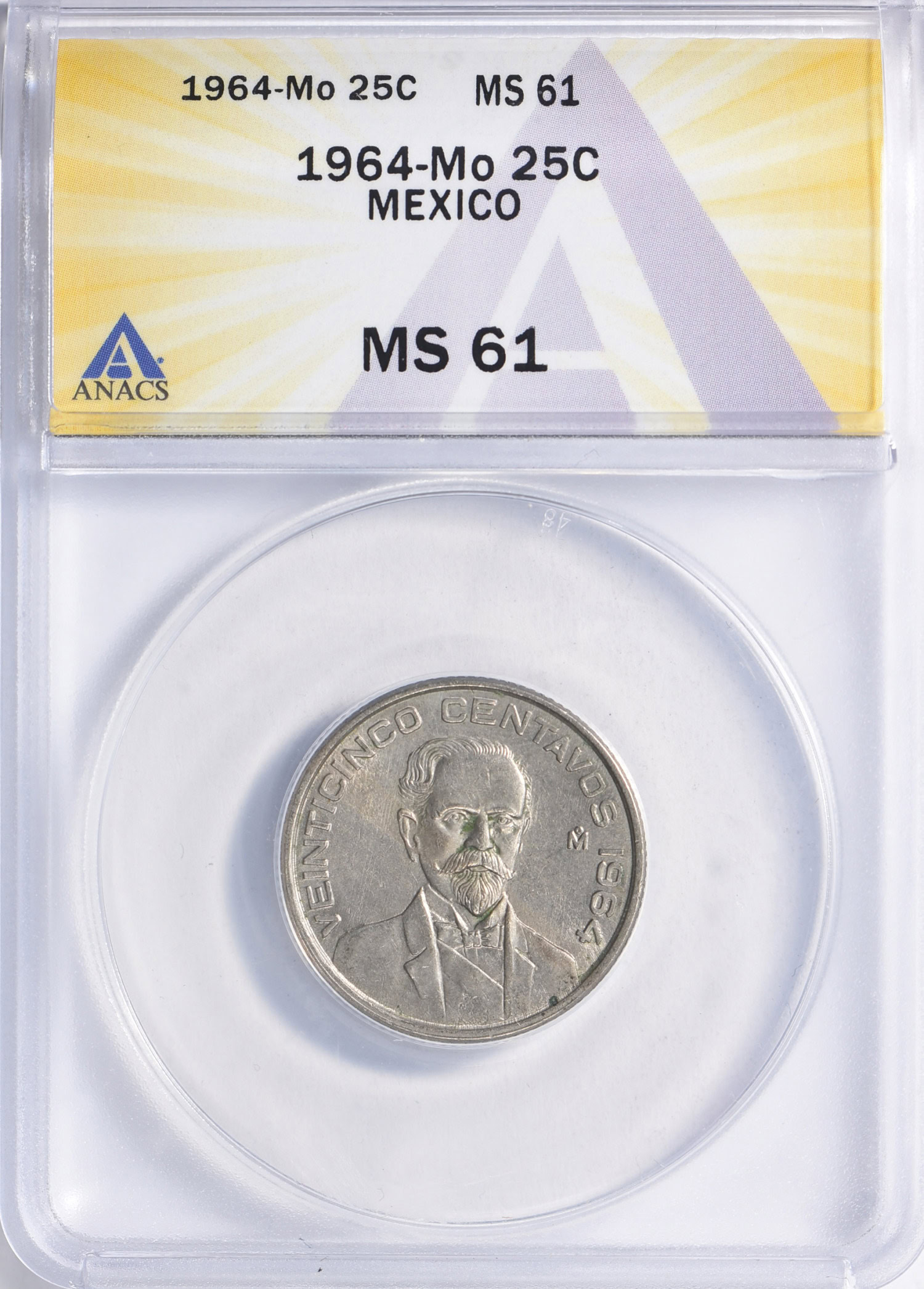 Mexico 1964-Mo 25 Centavos KM-444 ANACS MS-61 (Item 1768238 ...