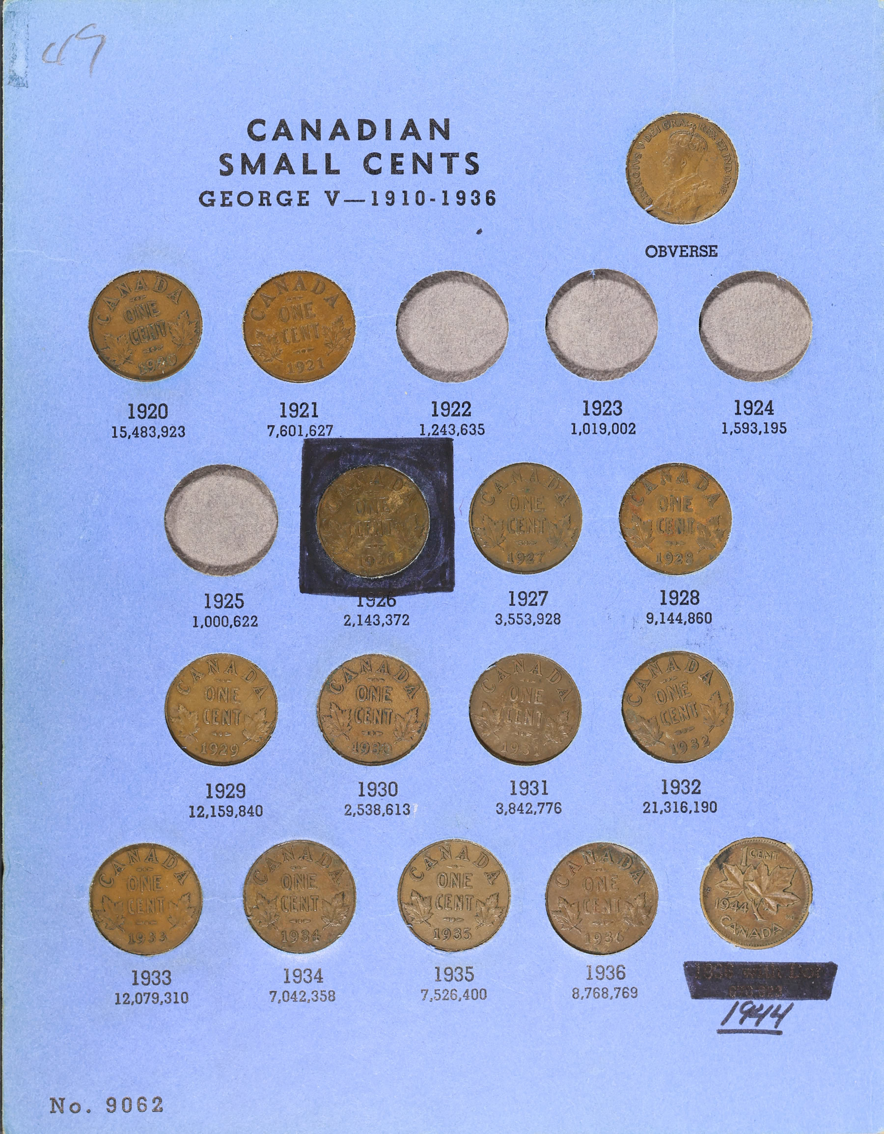 Canada c.1920 - 1969 Small Cent and Nickel Collections Uncertified in ...