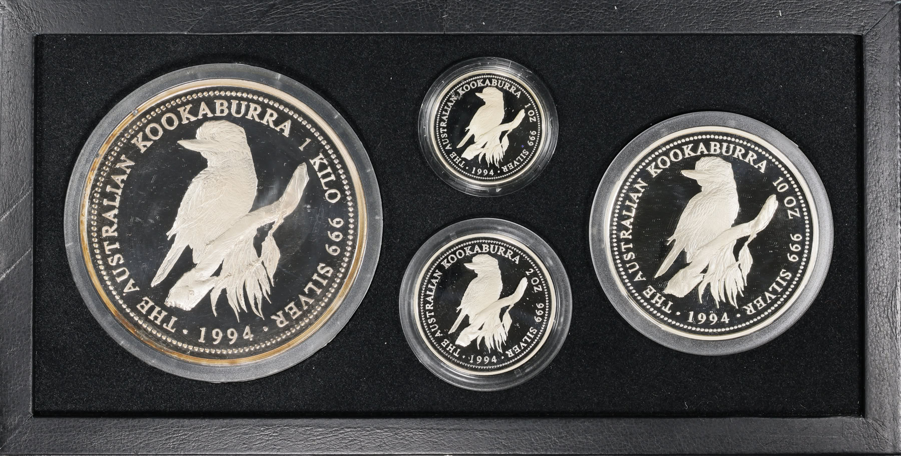 Australia 1994 Silver $1, $2, $10 and $30 Kookaburra Proof Set ...