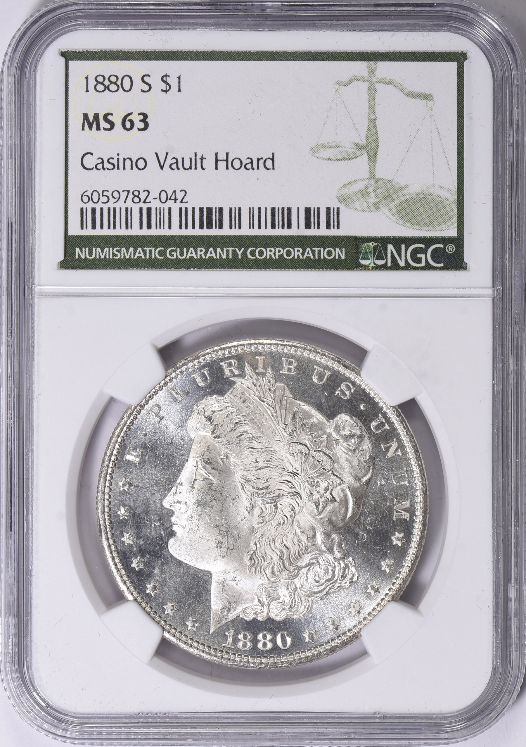 1880-S Morgan Silver Dollar NGC MS-63 (Casino Vault Hoard) (Item 1768663) | GreatCollections ...
