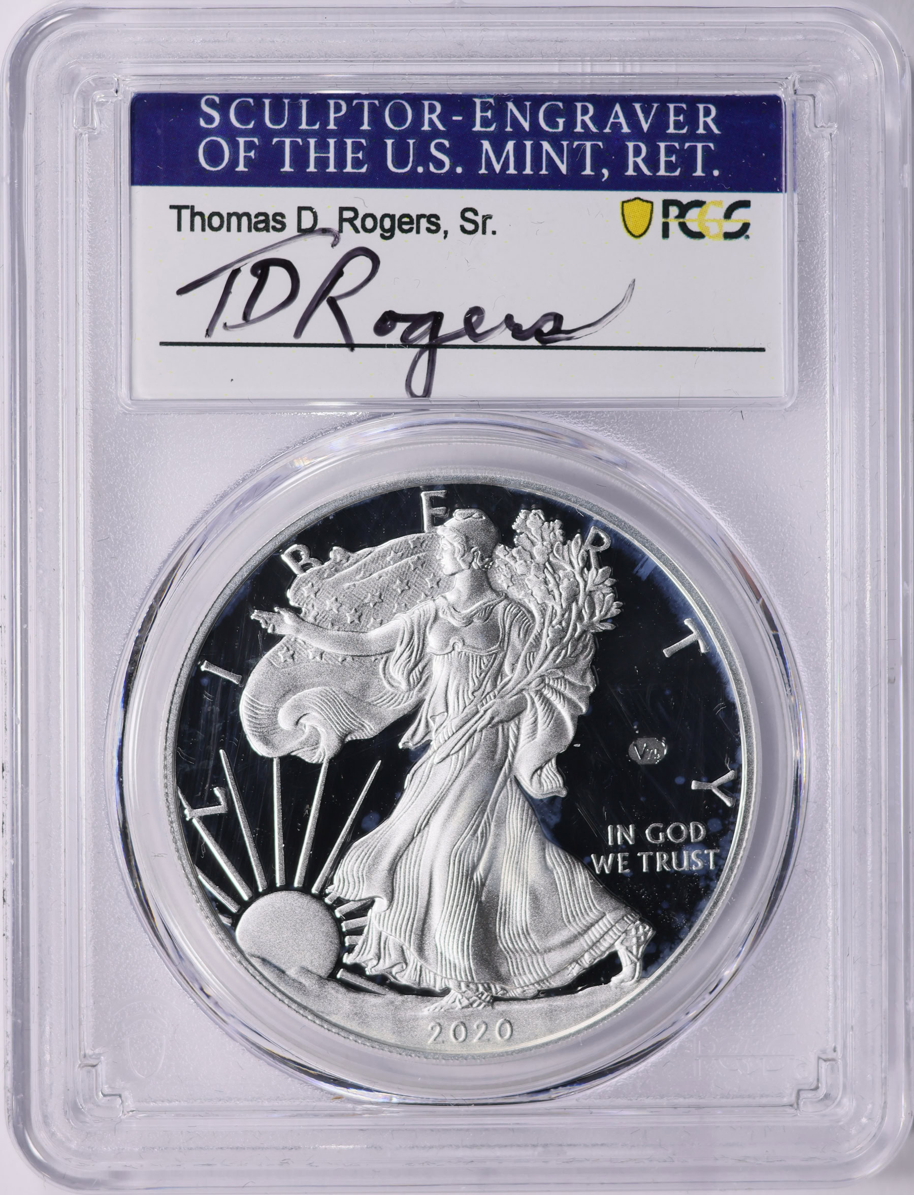 2020-W $1 Silver Eagle V75 Privy PCGS Proof-69 DCAM (Thomas D. Rogers ...