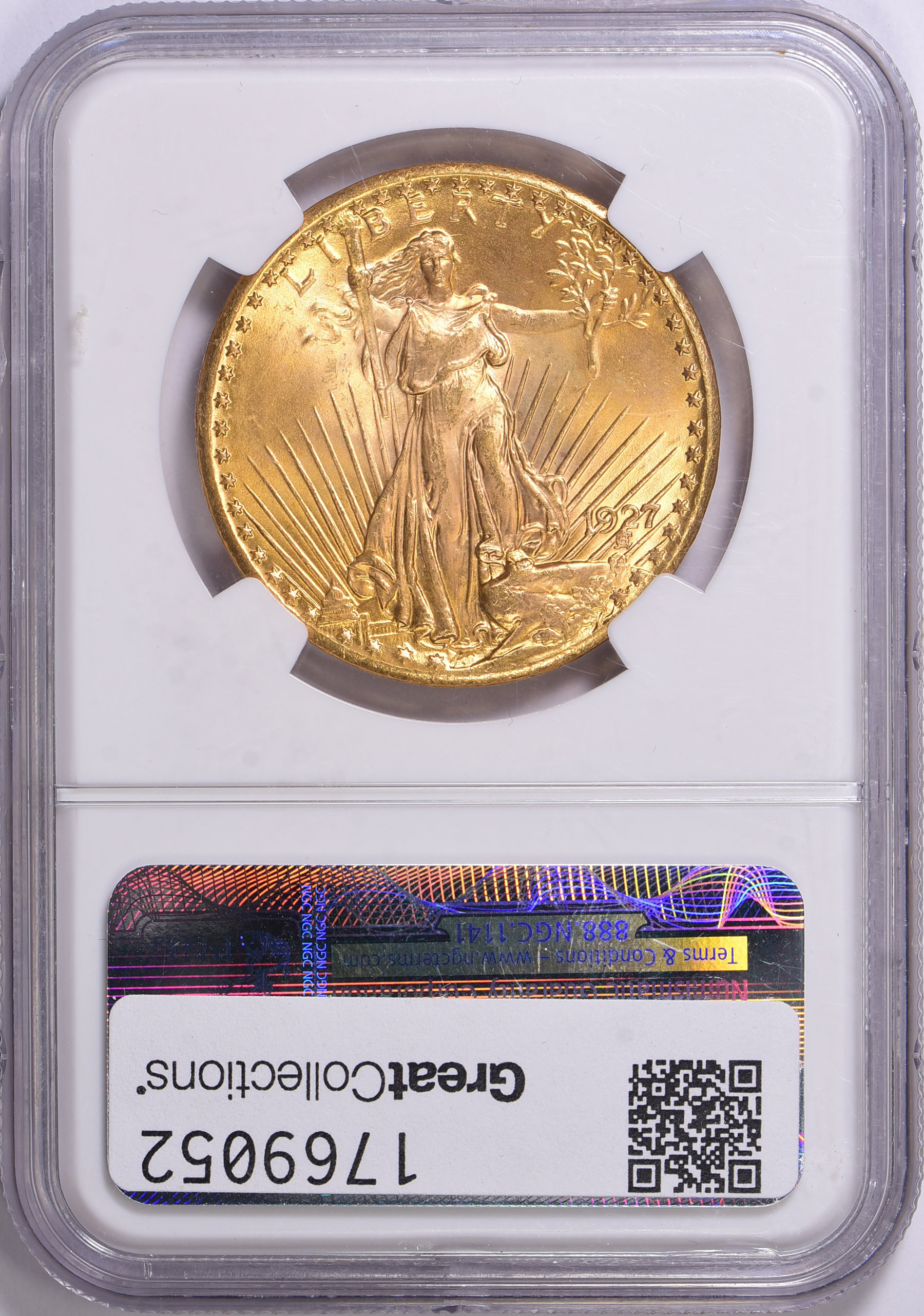Mint Error 1927 Saint-Gaudens Gold Double Eagle Reverse Lamination NGC ...