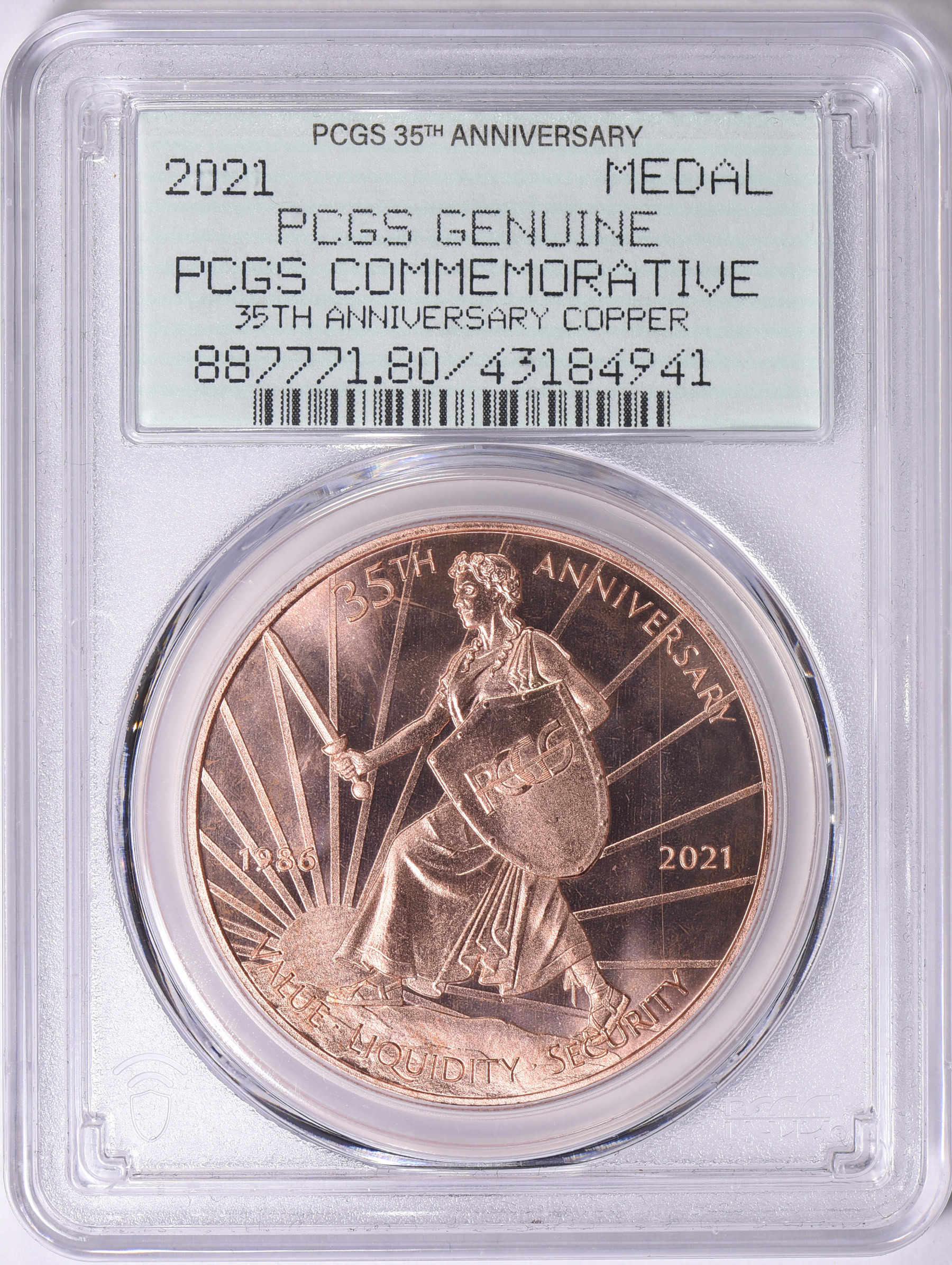 2021 PCGS Commemorative Medal 35th Anniversary Copper PCGS Genuine (OGH ...