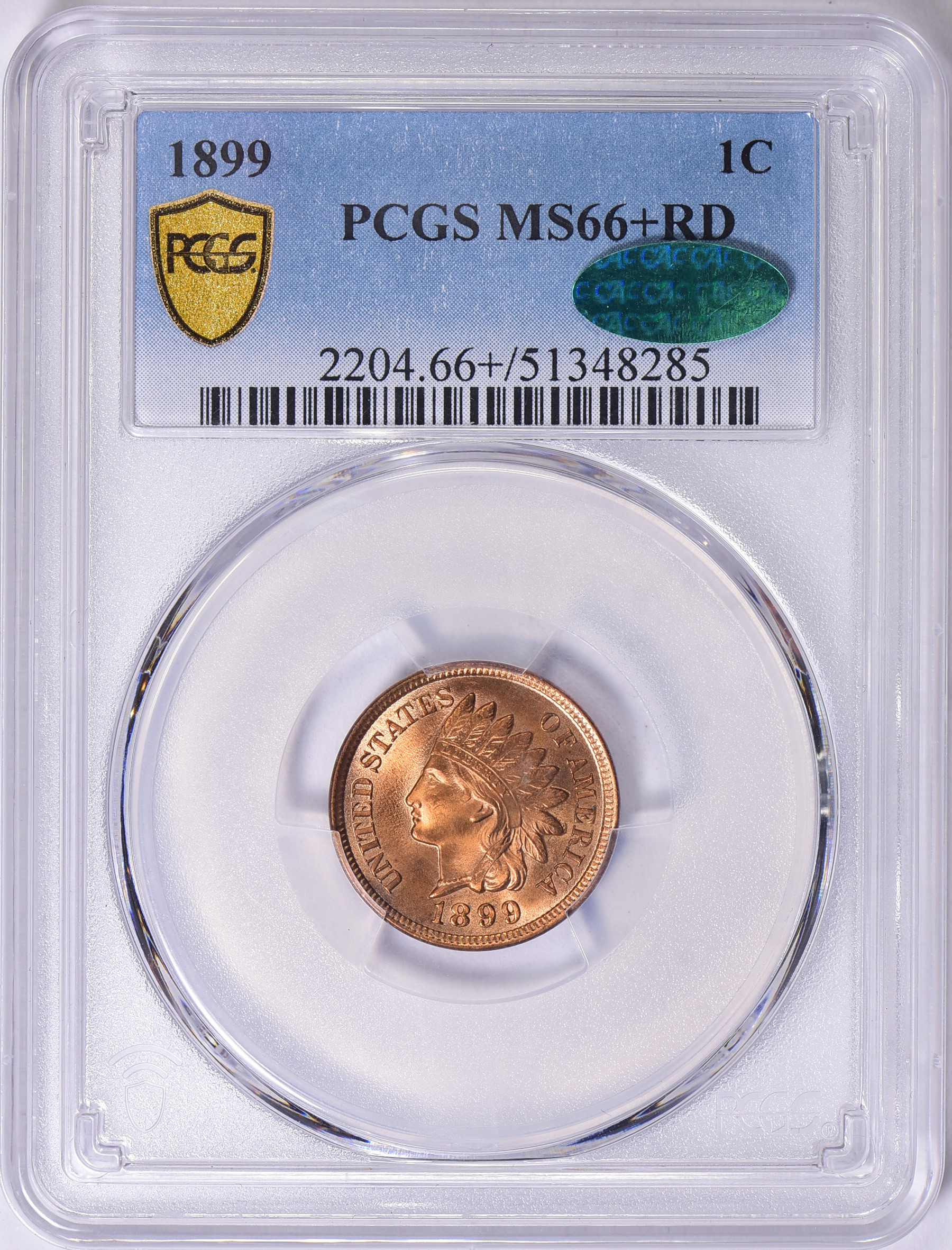 1899 Indian Cent PCGS MS-66+ RD (CAC Green) (Item 1769144) | GreatCollections Coin Auctions