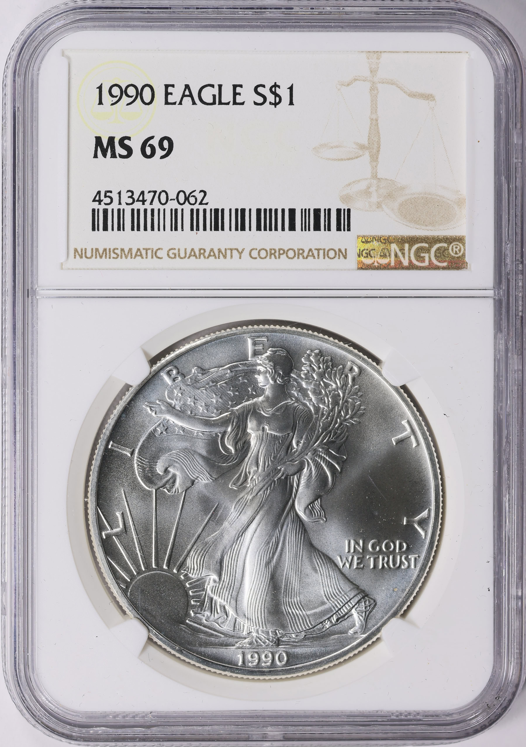 1990 $1 Silver Eagle NGC MS-69 (Item 1769243) | GreatCollections Coin ...