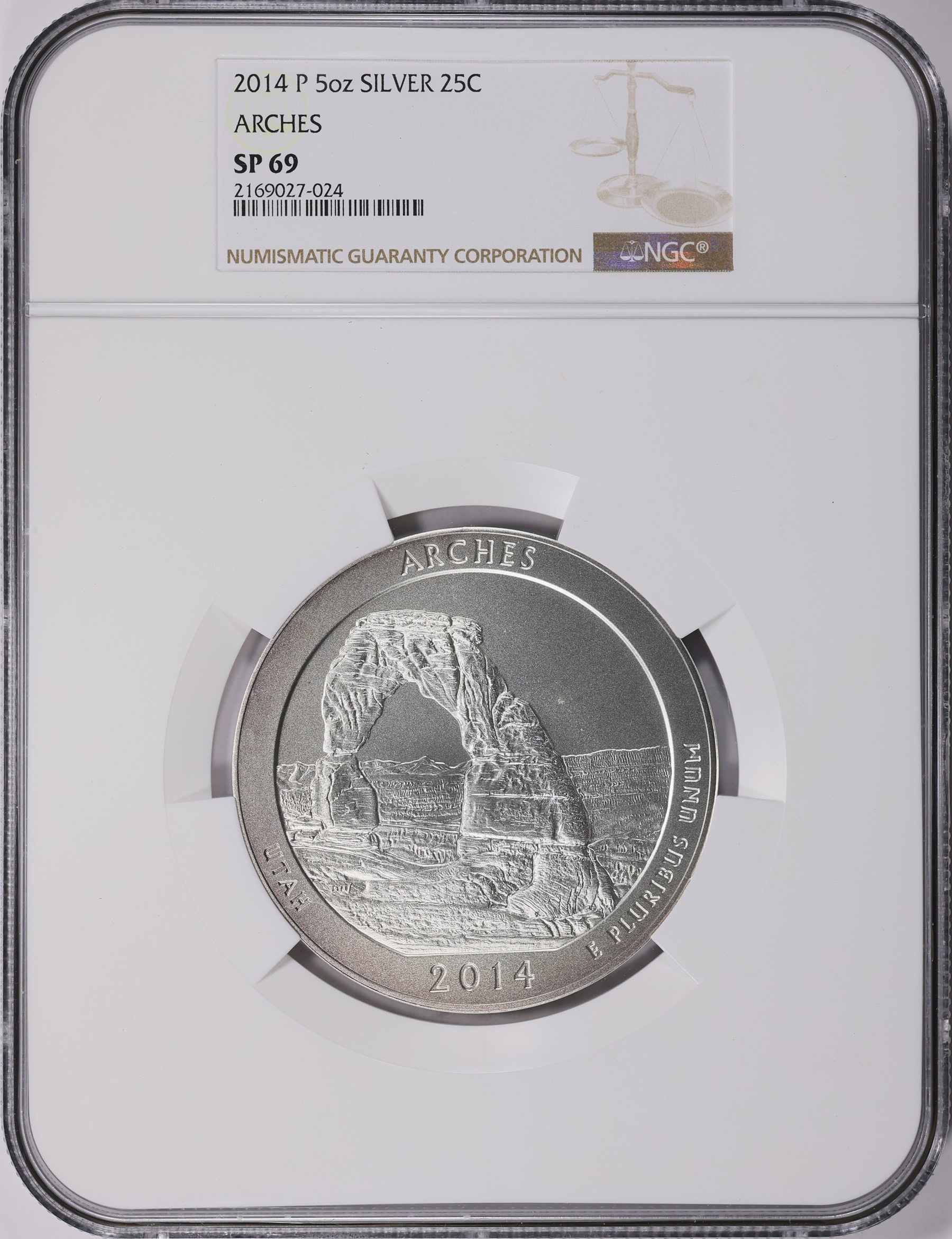 2014-P America the Beautiful 5 oz. Silver Quarter Arches NP NGC SP-69 ...