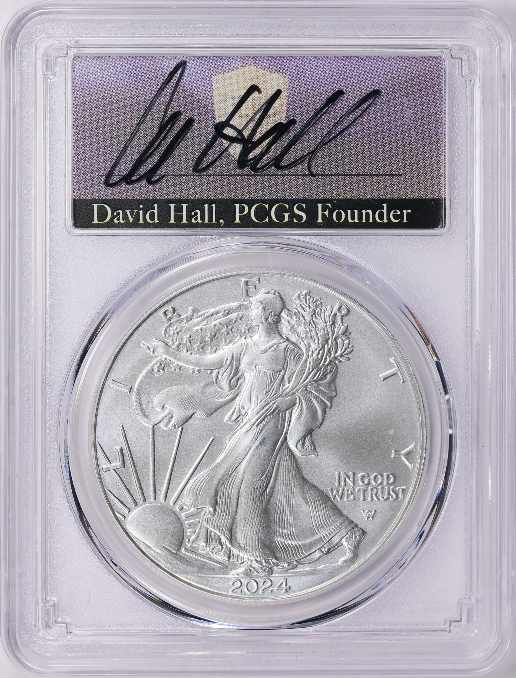 2024 $1 Silver Eagle First Day of Issue PCGS MS-70 (David Hall Signed Label) | PCGS Cert ...