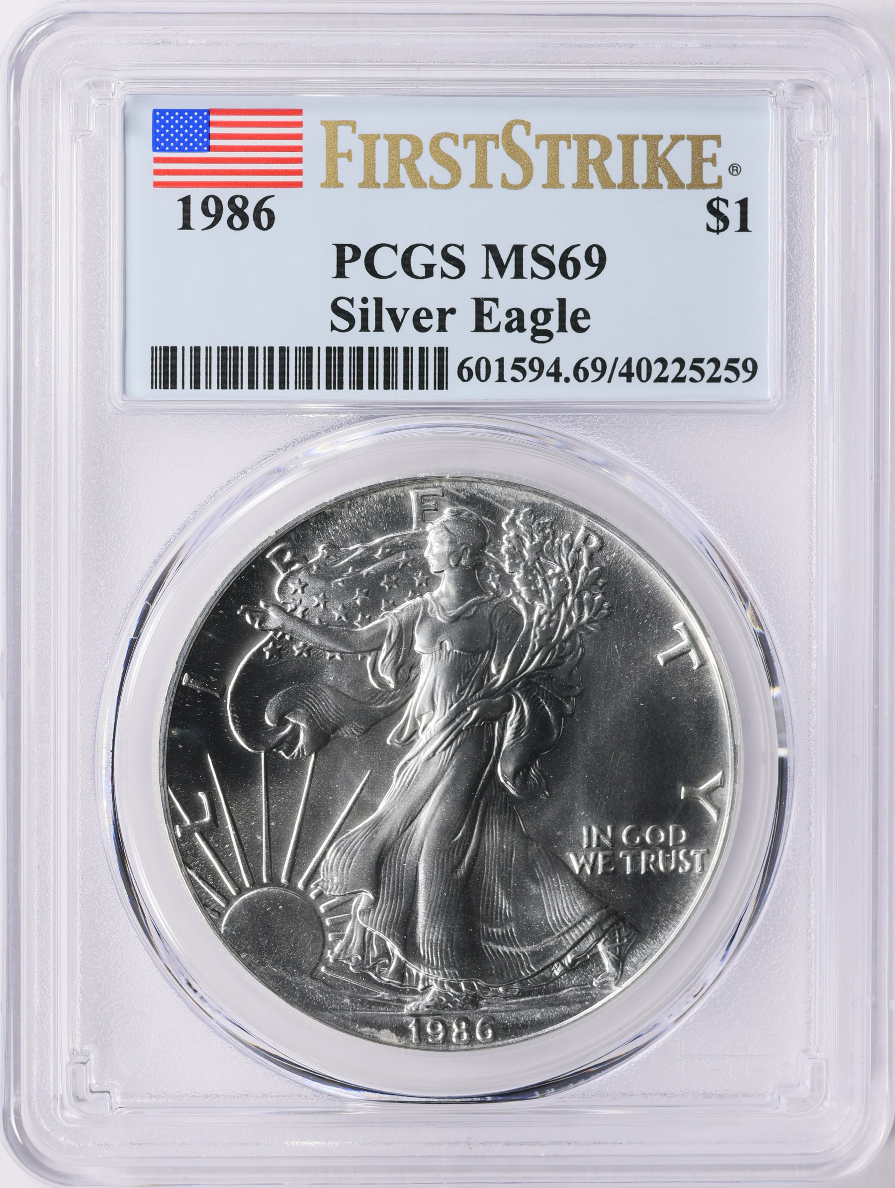 1986 $1 Silver Eagle First Strike PCGS MS-69 (Item 1769830 ...