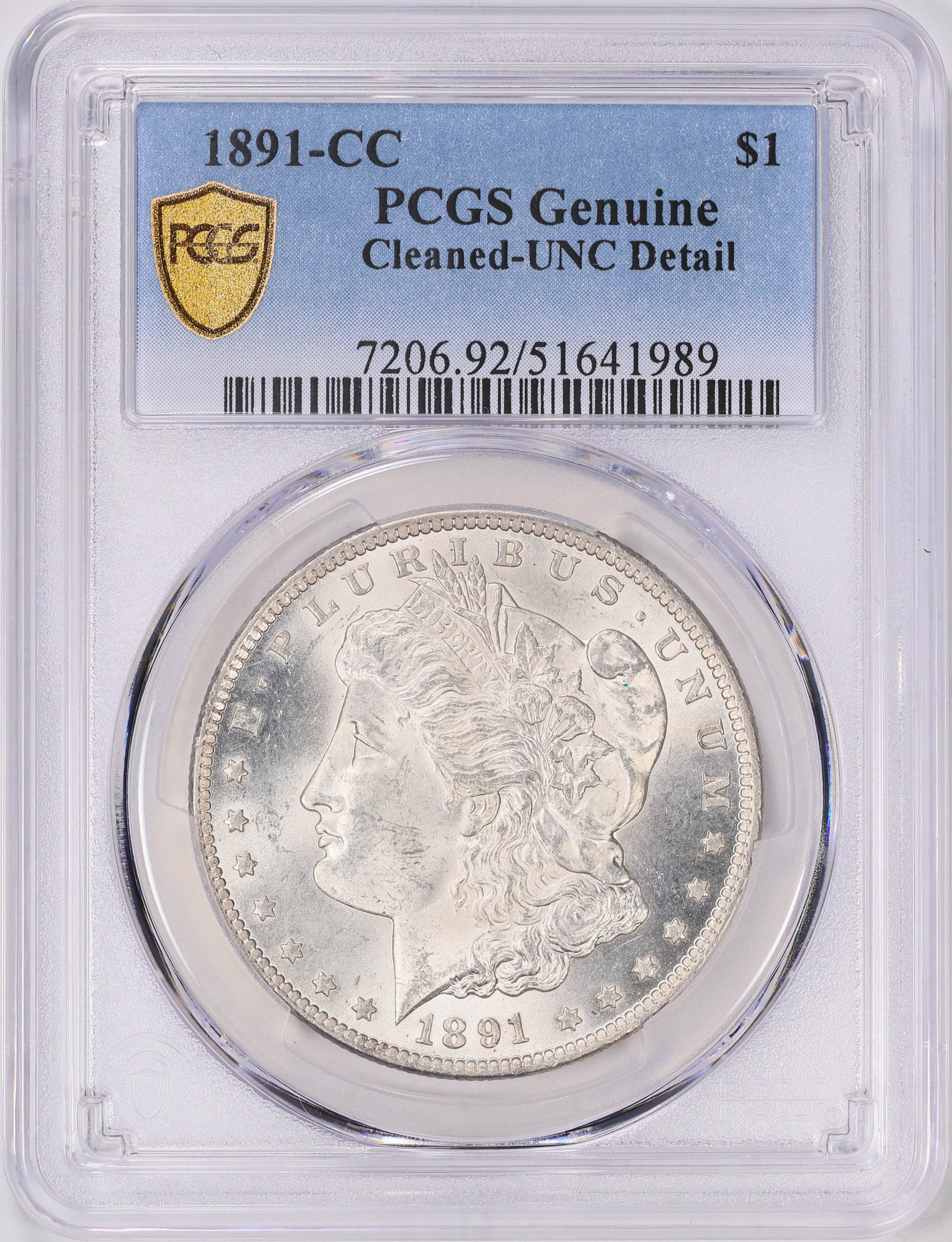 1891-CC Morgan Silver Dollar PCGS Genuine Unc Details (Item 1769870) | GreatCollections Coin ...