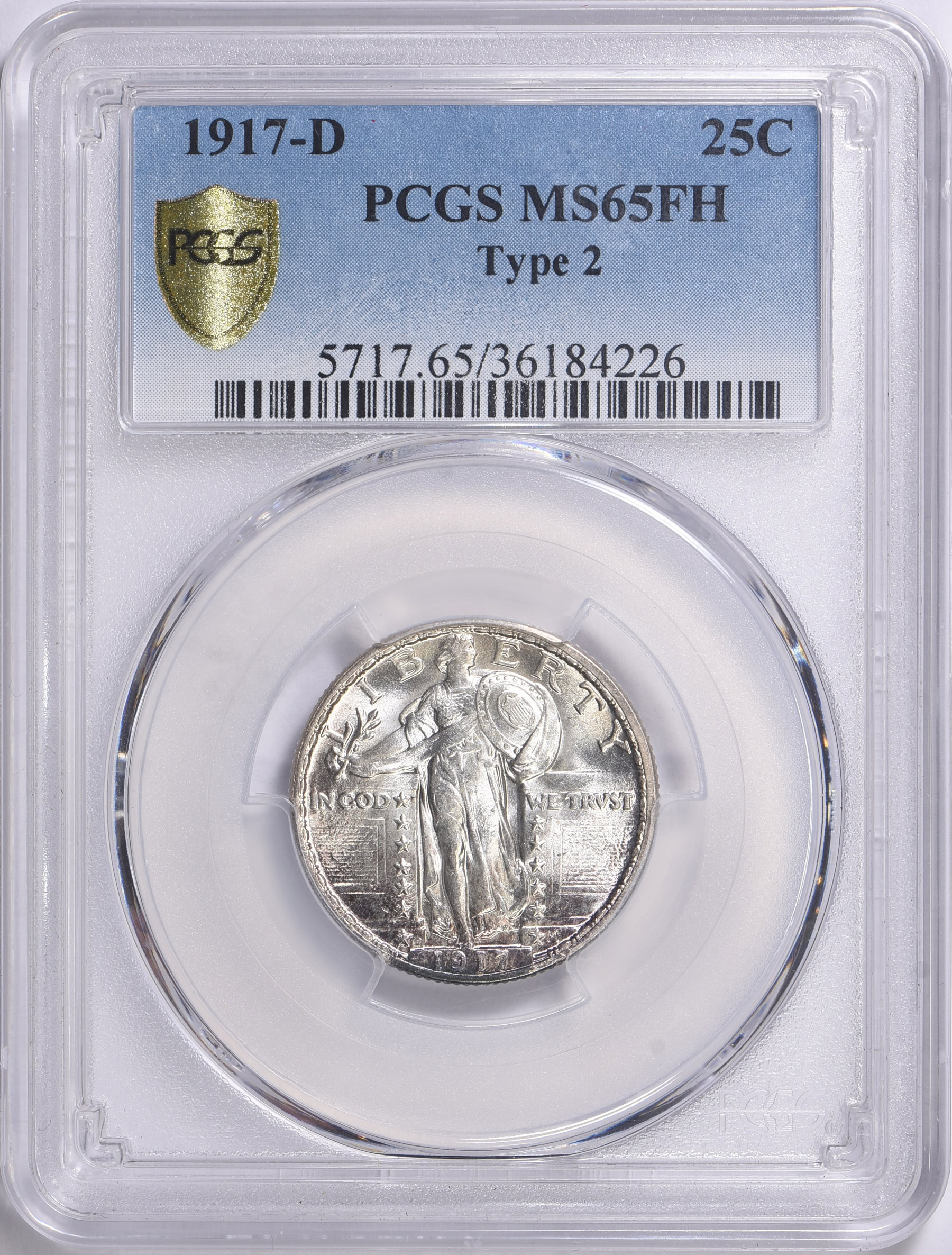 1917-D Standing Liberty Quarter Type 2 PCGS MS-65 FH (Toned) (Item 1769937) | GreatCollections ...