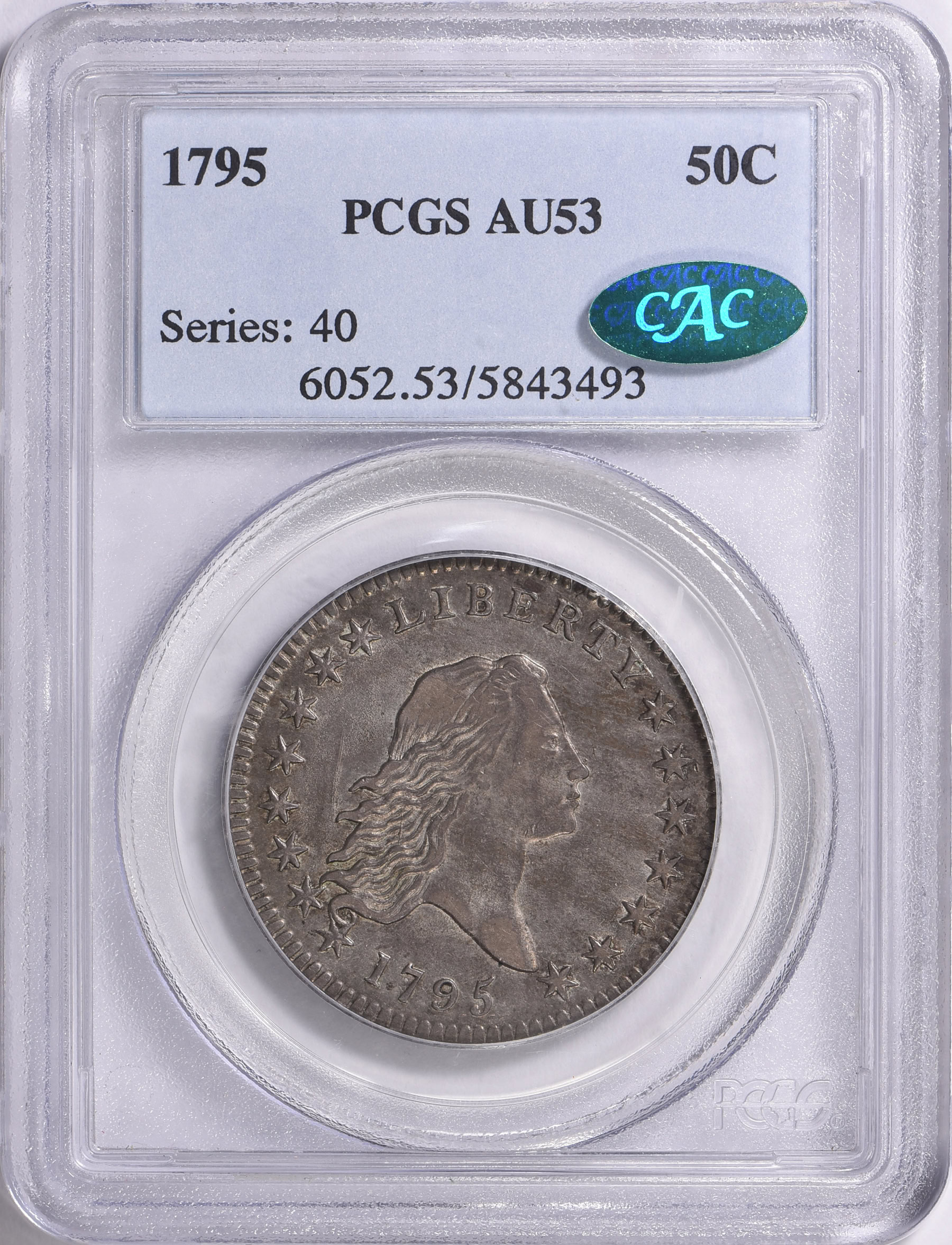 1795 Flowing Hair Half Dollar PCGS AU-53 (CAC Green) (Item 1769954) | GreatCollections Coin Auctions