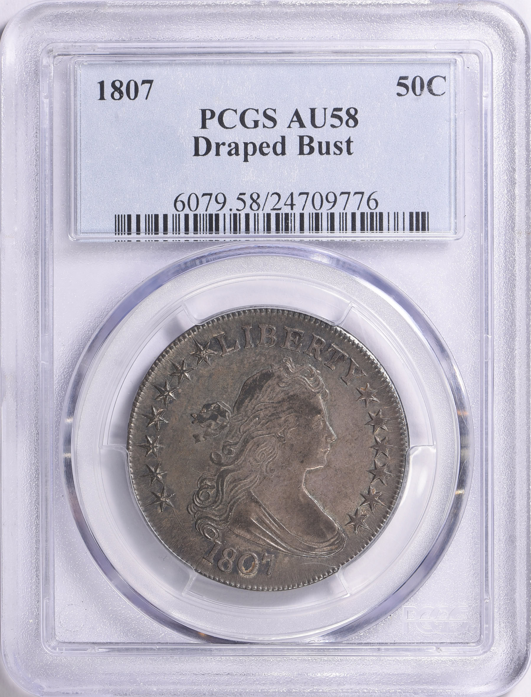 1807 Draped Bust Half Dollar PCGS AU-58 (Toned) (Item 1769956) | GreatCollections Coin Auctions